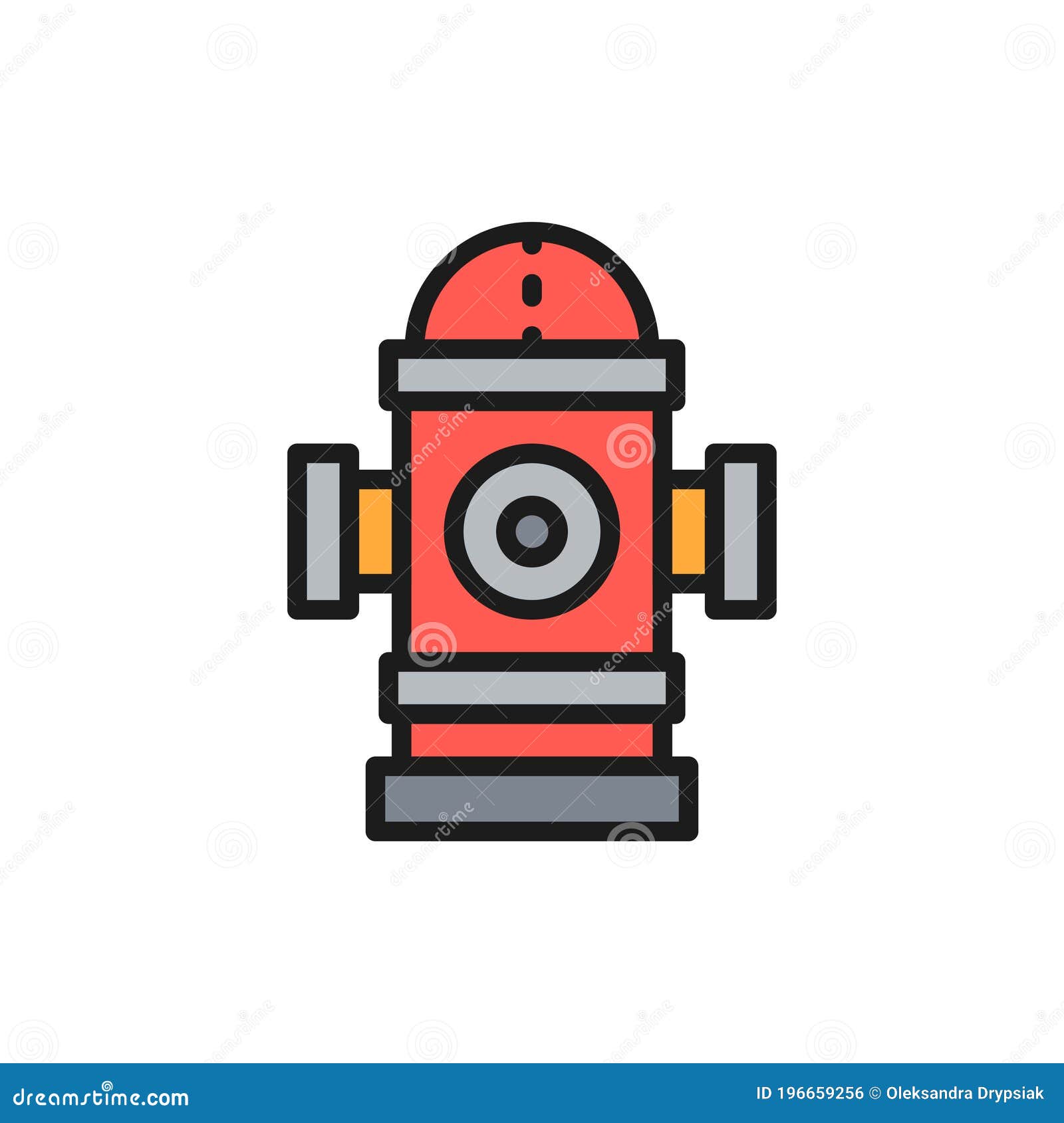Vector Fire Hydrant Flat Color Line Icon. Stock Vector - Illustration ...