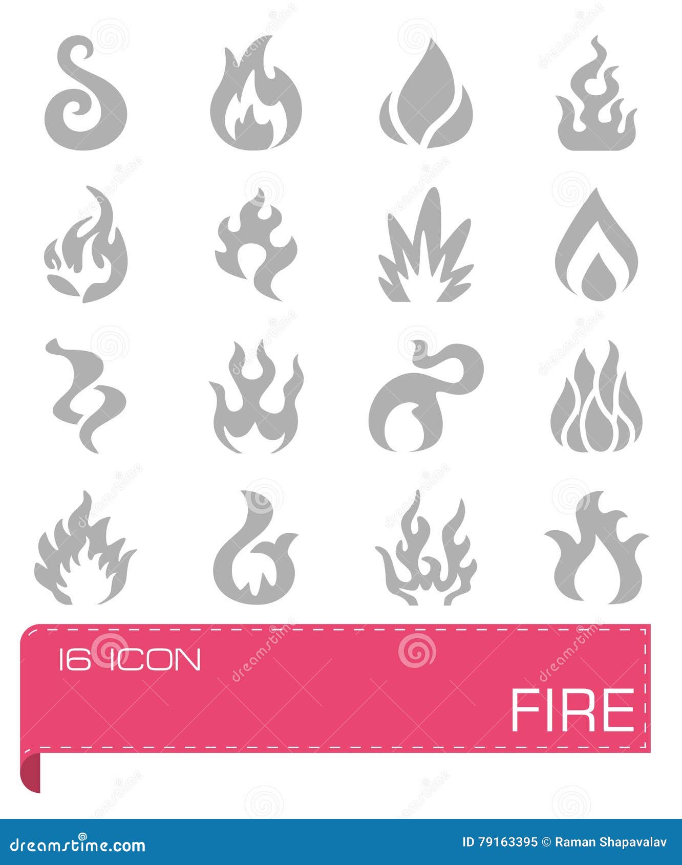Vector Fire icon set stock vector. Illustration of silhouette - 79163395