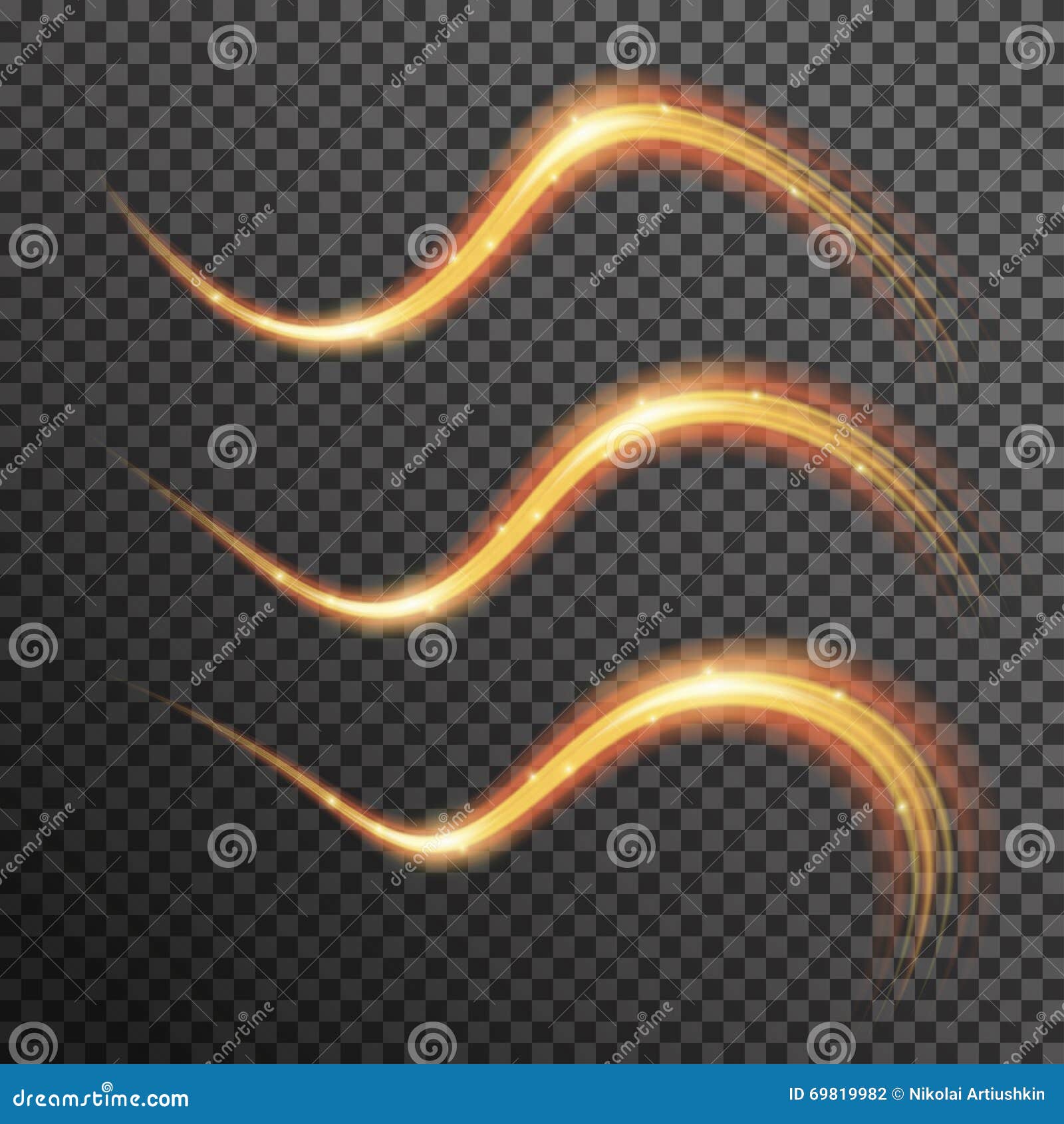 Vector Fire Sparkle Spiral Wave Line with Flying Sparkling Flash Lights ...