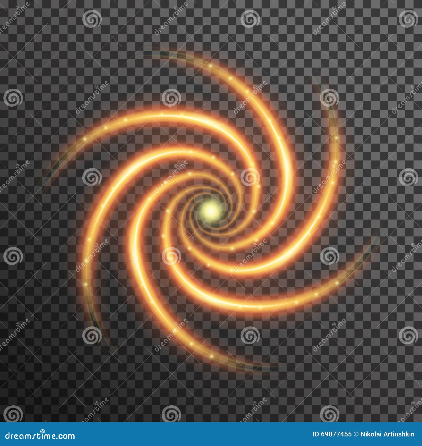 Vector Fire Sparkle Spiral Wave Line with Flying Sparkling Flash Lights ...