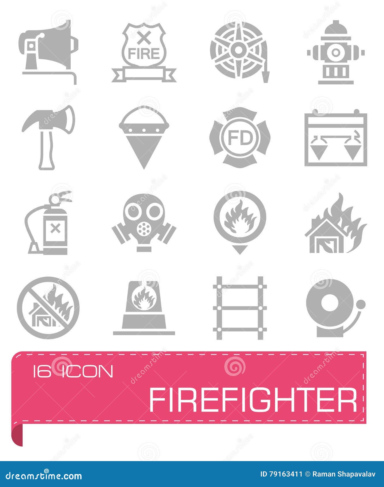 Vector Set: Firefighter Flat Icons And Symbols | CartoonDealer.com ...