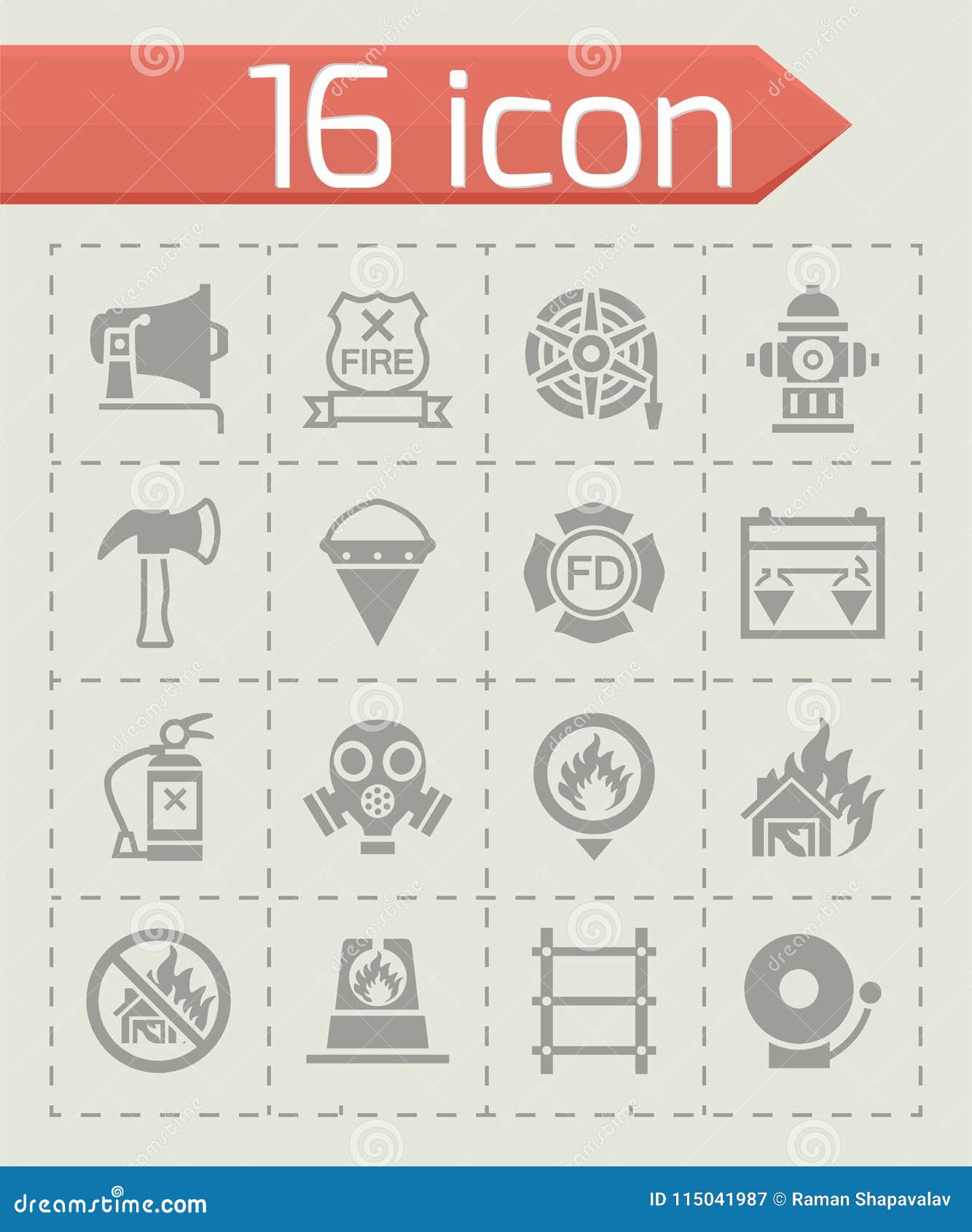 Vector Set: Firefighter Flat Icons And Symbols | CartoonDealer.com ...