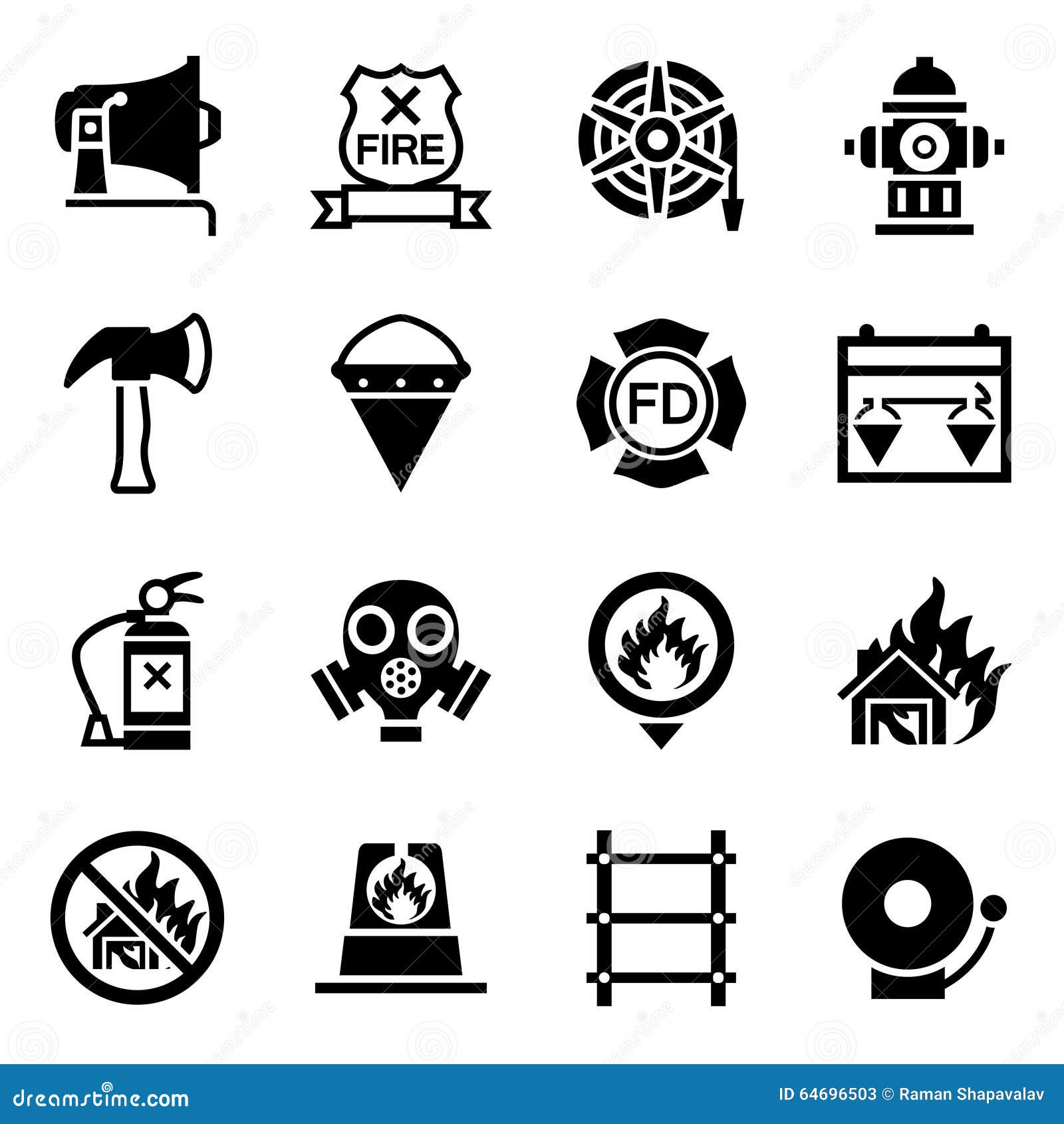Vector Set: Firefighter Flat Icons And Symbols | CartoonDealer.com ...