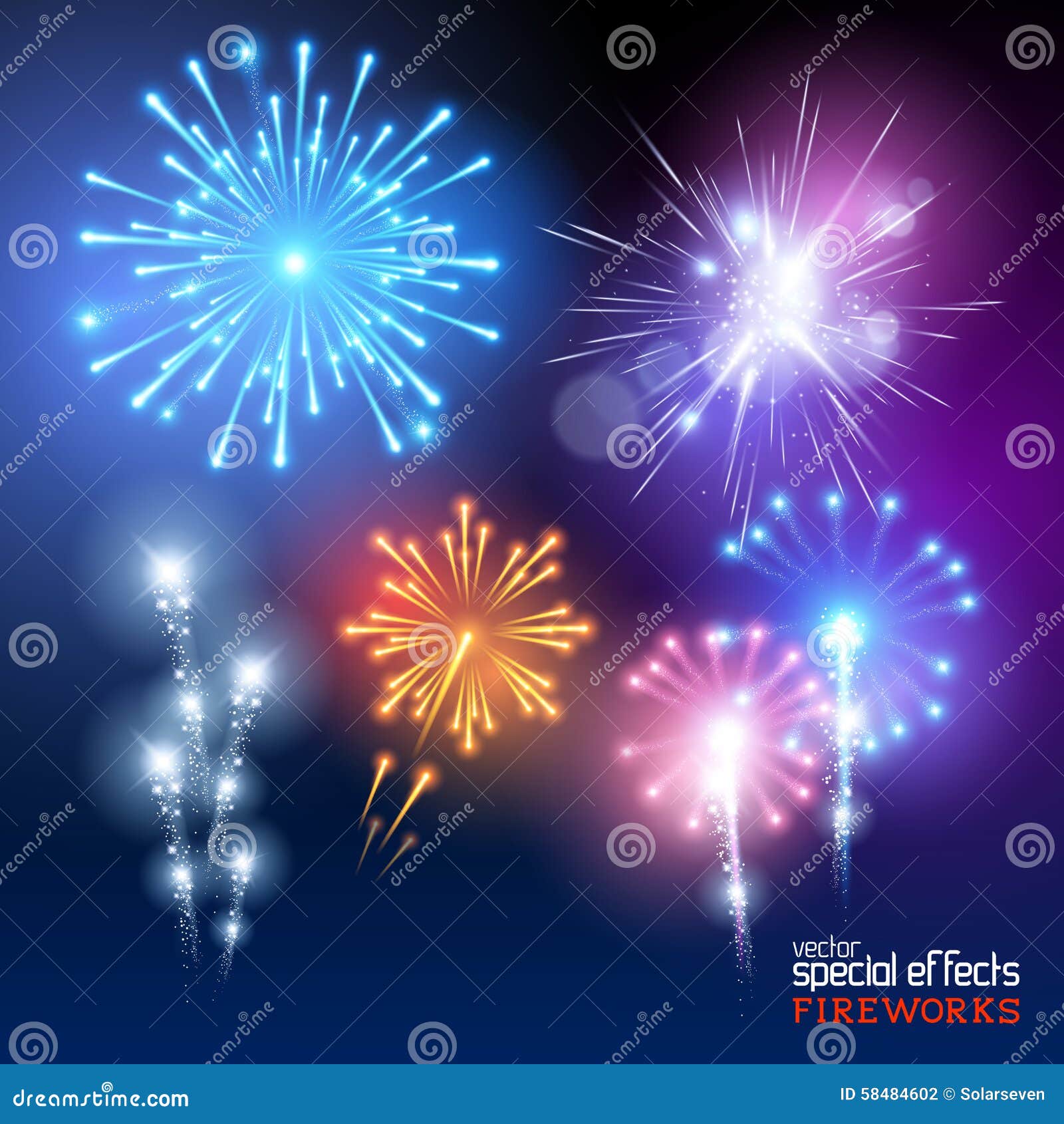 Vector Firework Collection stock vector. Illustration of effects - 58484602