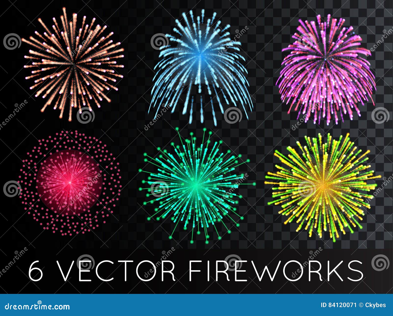 Vector Fireworks Set with Transparency Stock Vector - Illustration of ...