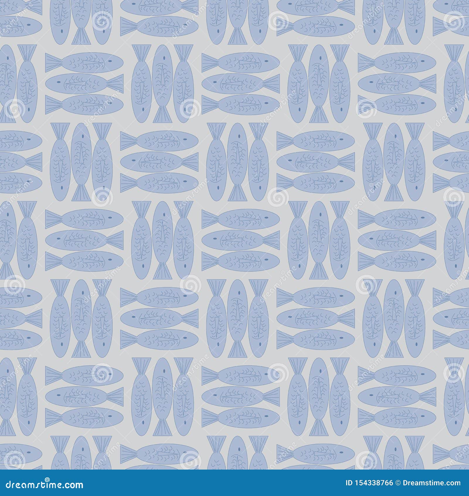 Vector Fish in Pastel Blue and Brown Seamless Repeat Pattern Stock ...