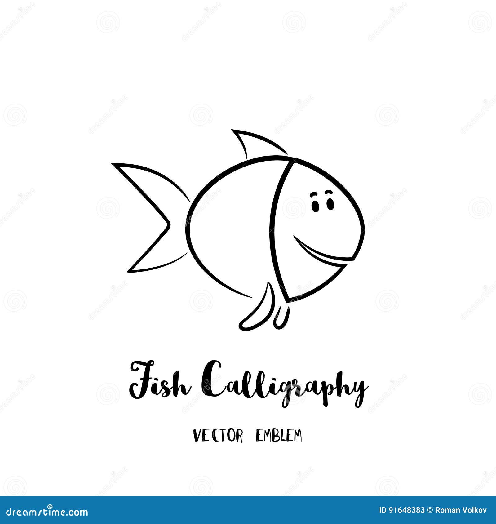 Vector Fish Calligraphy Emblem Stock Vector - Illustration of hand ...