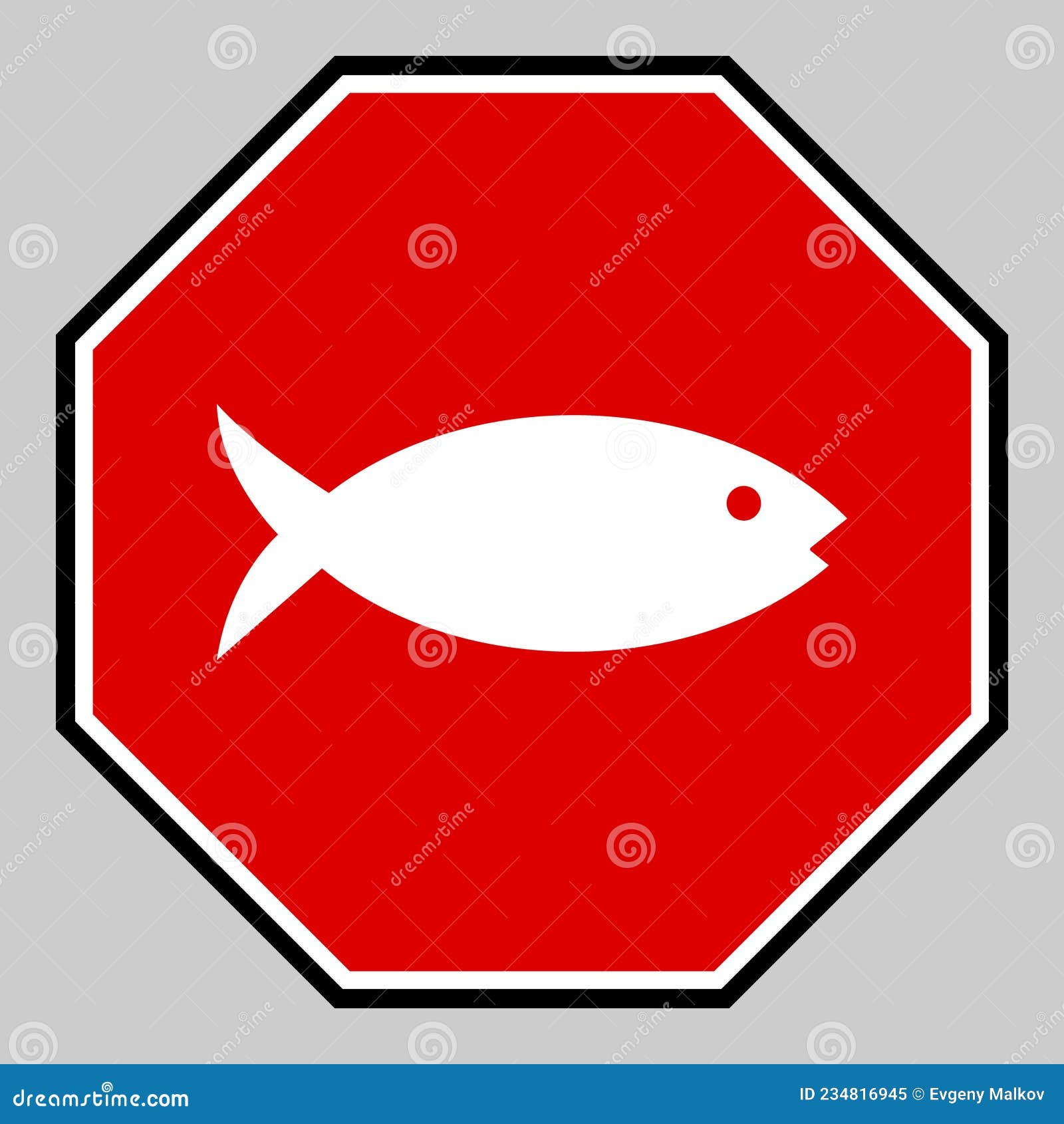 Vector Fish Danger Octagon Icon Illustration Stock Vector ...