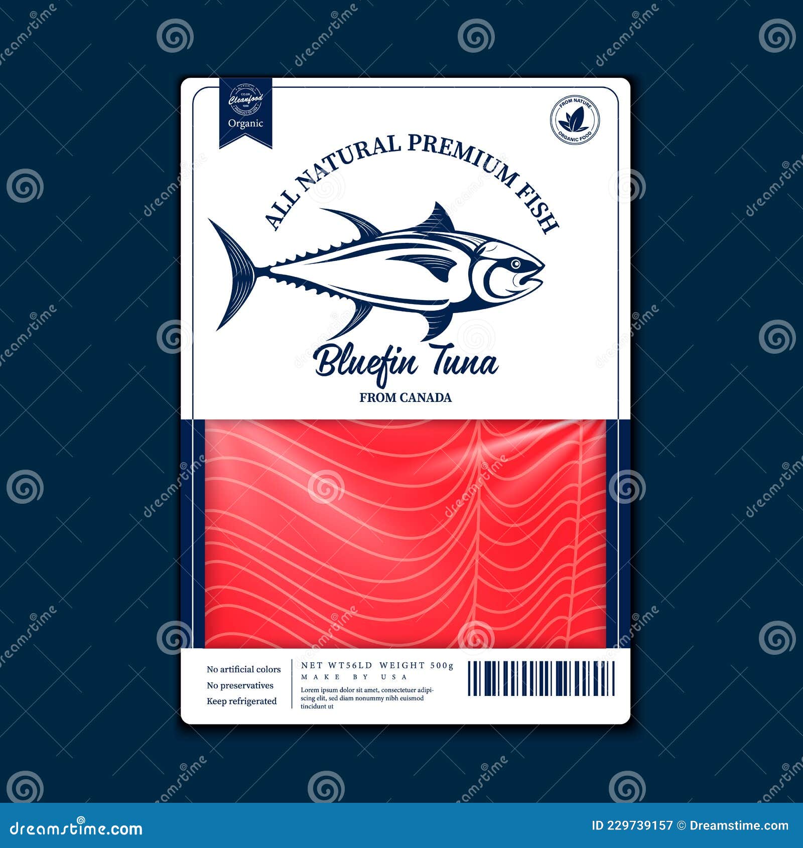 Vector Fish Flat Style Packaging Design. Tuna And Alaska Pollock Fish ...