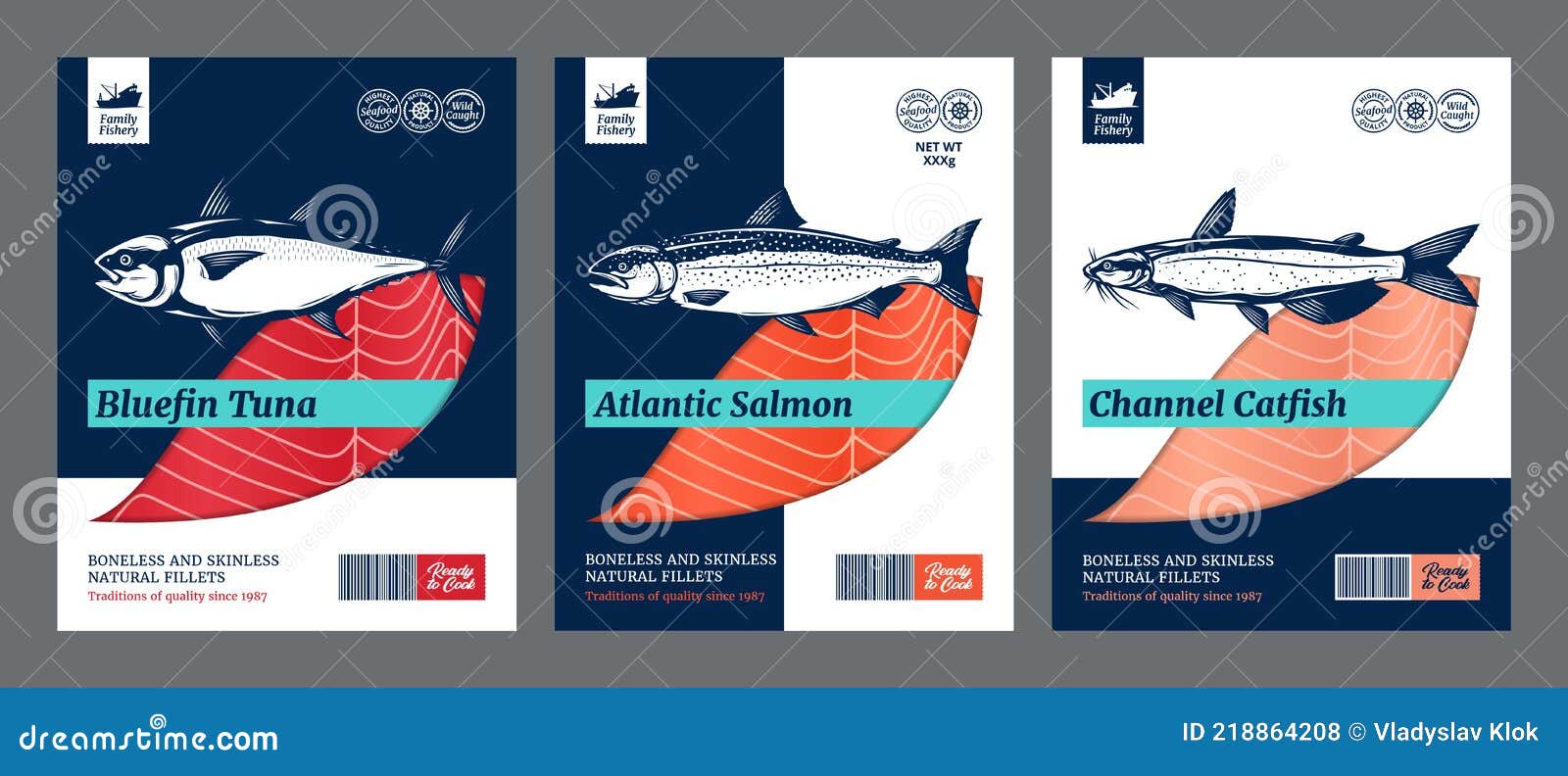 Vector Fish Packaging Design Stock Vector - Illustration of package ...