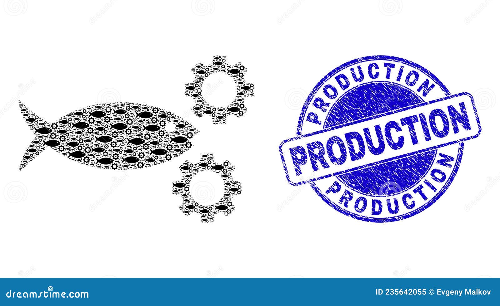 Distress Production Stamp and Fish Processing Gears Fractal Mosaic of ... Distress Production Stamp and Fish Processing Gears Fractal Mosaic of ...