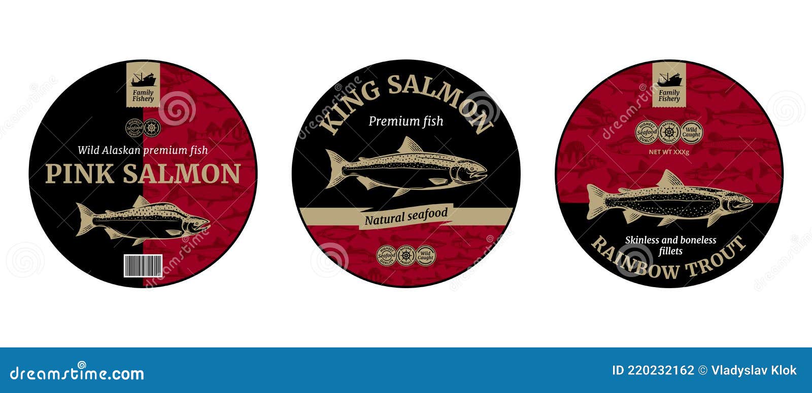 Vector Fish Round Labels and Design Elements Stock Vector ...