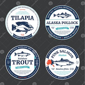 Vector Fish Round Labels and Design Elements Stock Vector ...