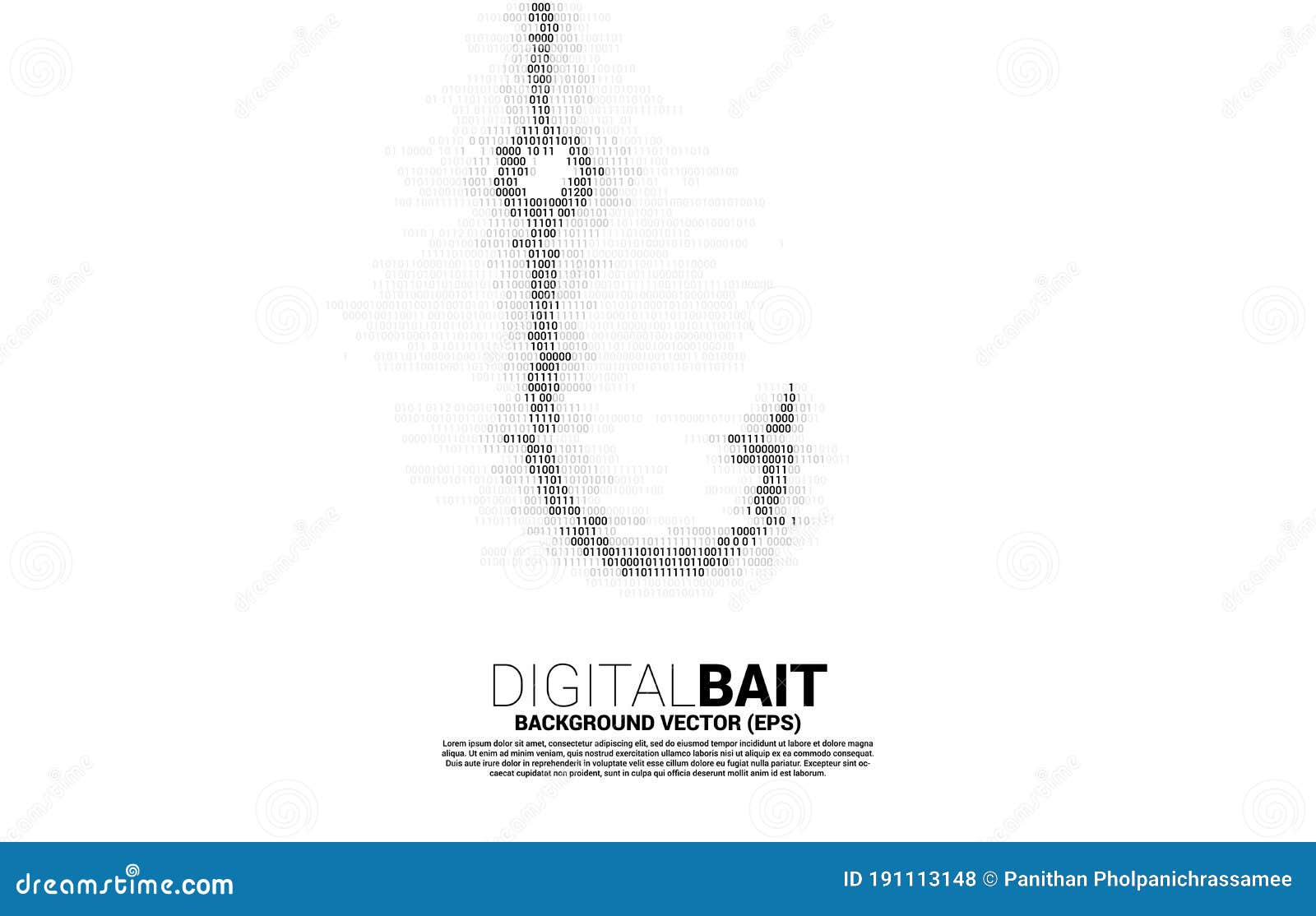 Vector Fishing Hook from One and Zero Binary Code. Stock Vector ...