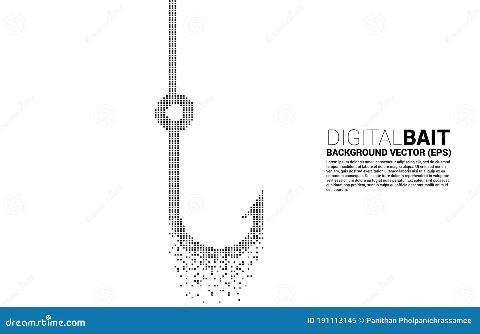 Vector Fishing Hook from Pixel Transform. Stock Vector - Illustration ...
