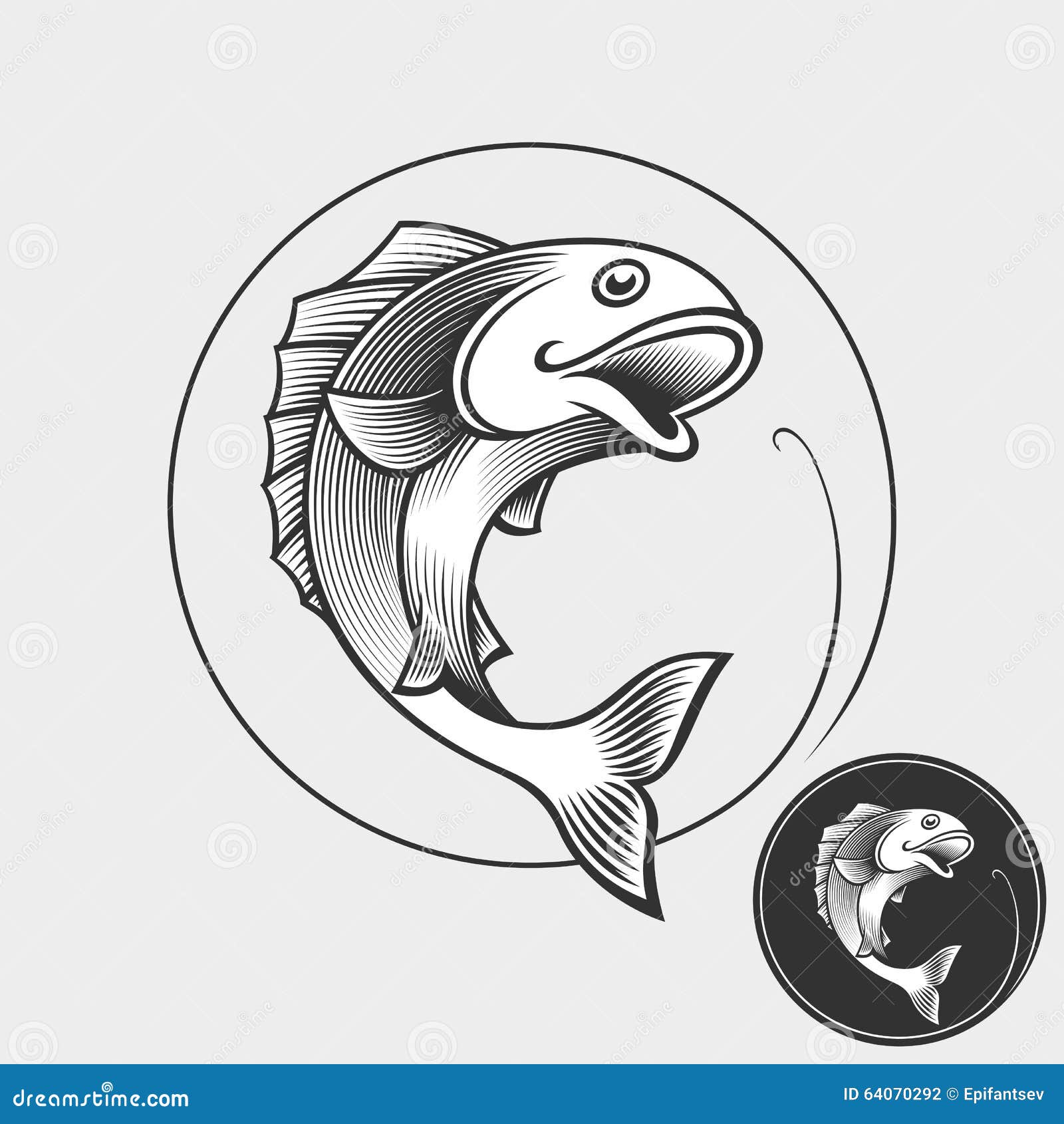 Fishing Illustration Black Outline Drawing Cartoon Vector ...