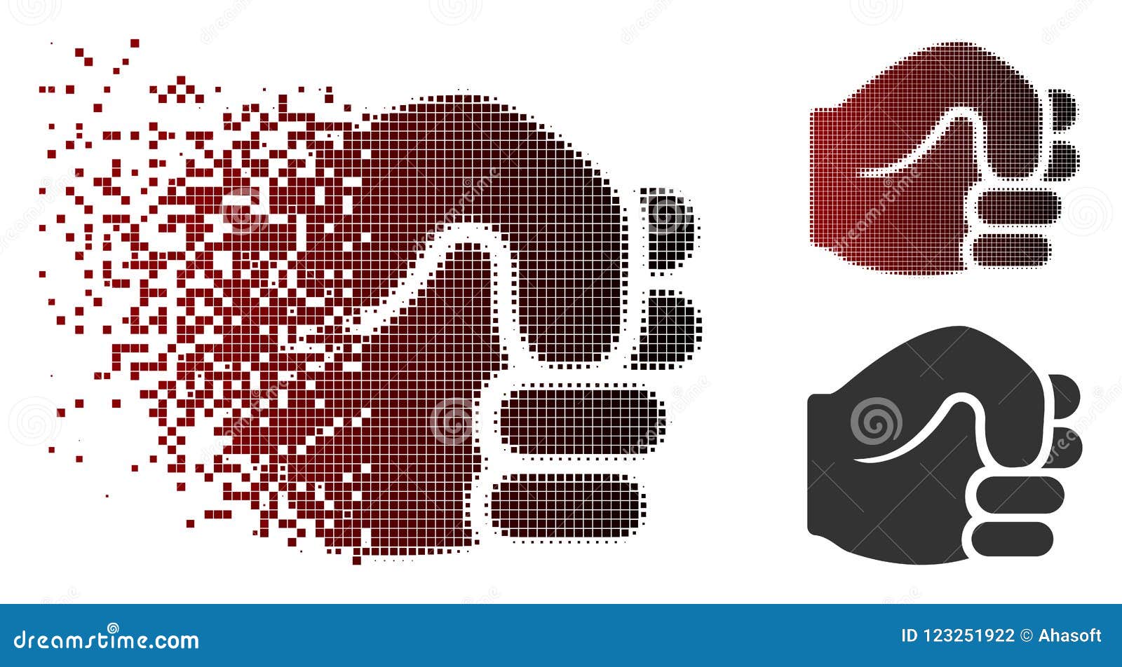 Fractured Pixel Halftone Fist Icon Stock Vector - Illustration of ...