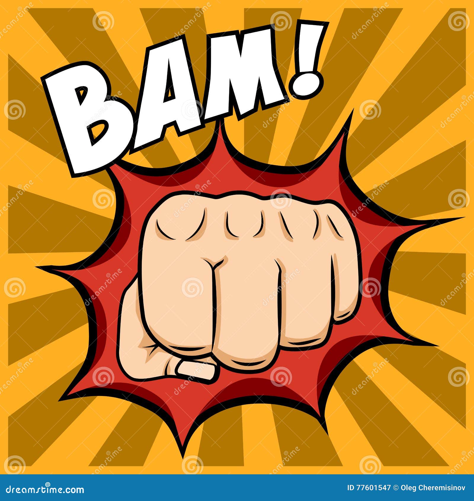 Vector Fist Punching Illustration in Pop-art Style. Stock Vector ...