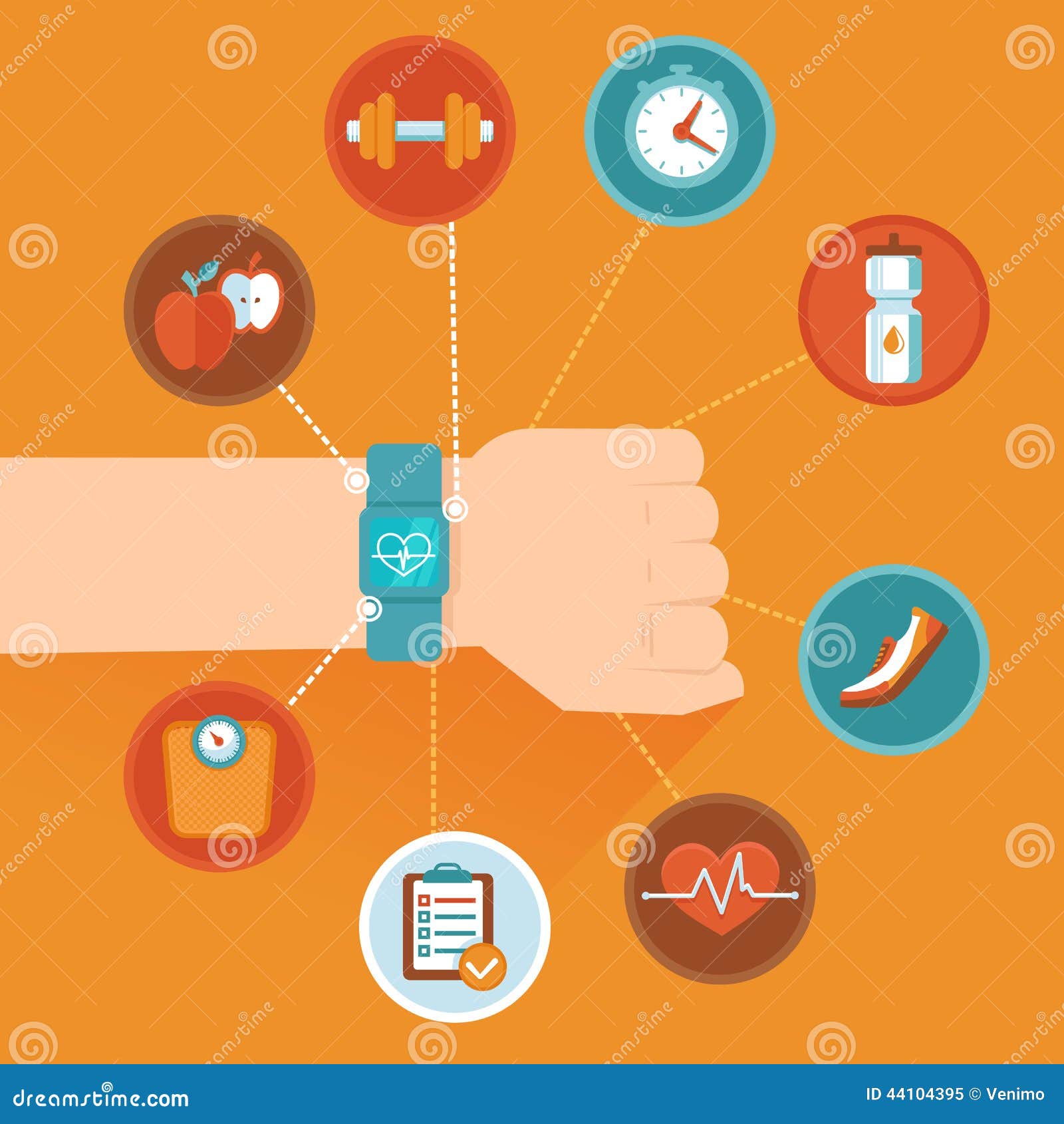 Vector Fitness Tracker Concept in Flat Style Stock Vector ...