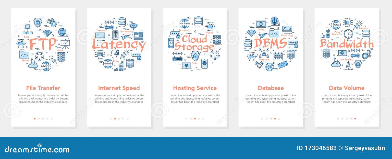 Vector Five Internet Banners - FTP, Latency and Bandwidth Stock Vector ...