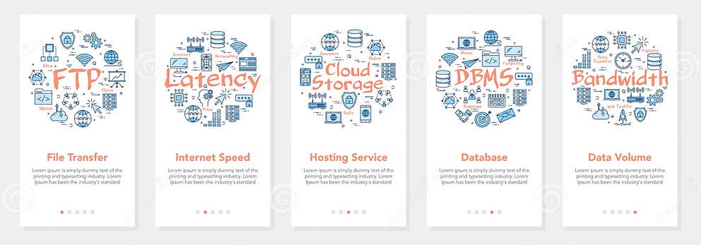 Vector Five Internet Banners - FTP, Latency and Bandwidth Stock Vector ...