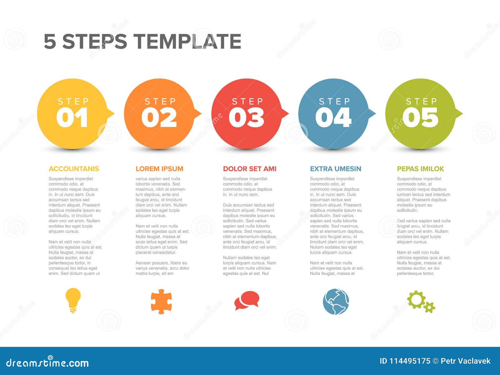 Vector Progress Five Steps Template Stock Vector - Illustration of ...