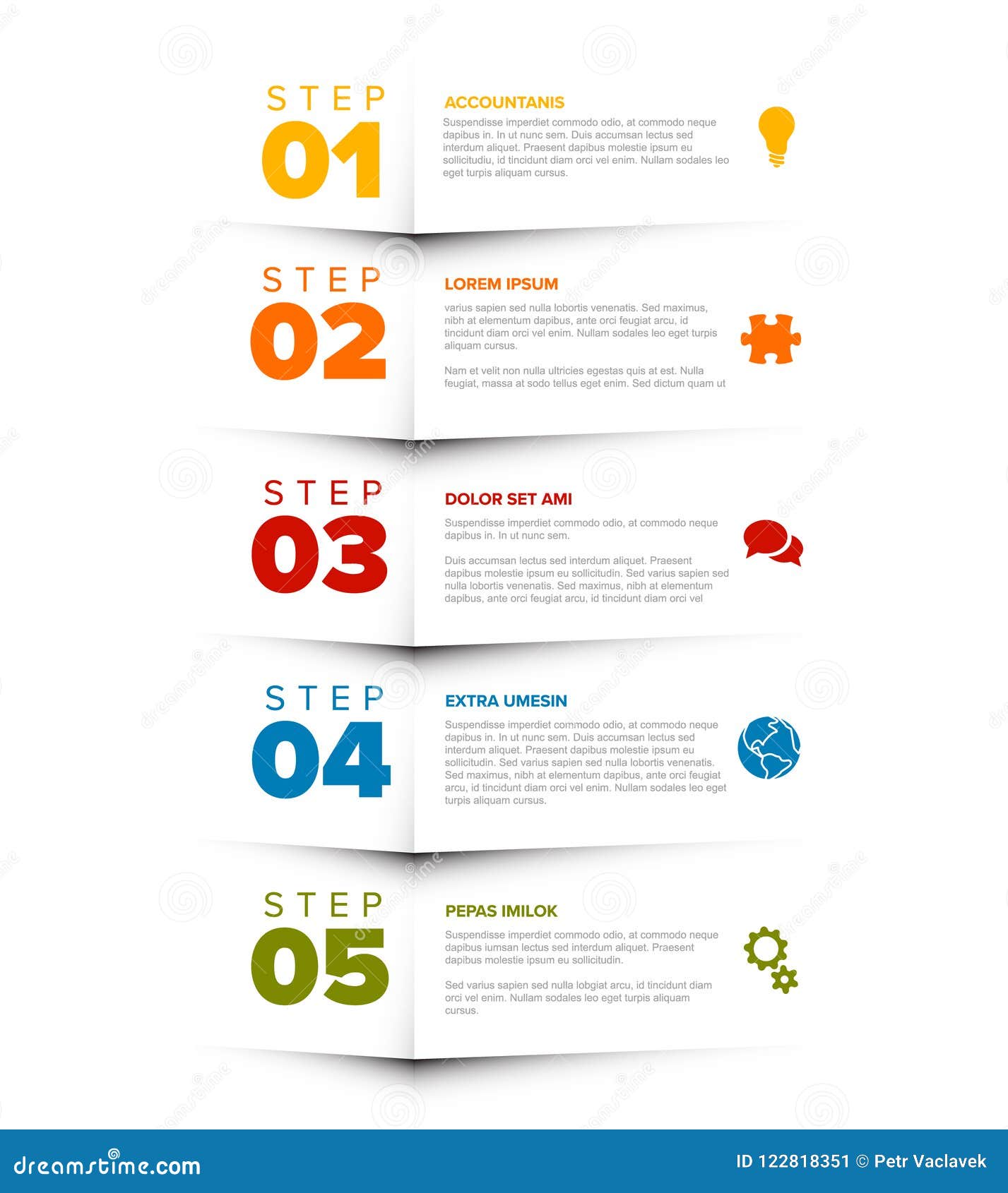 Vector Progress Five Steps Template Stock Vector - Illustration of ...