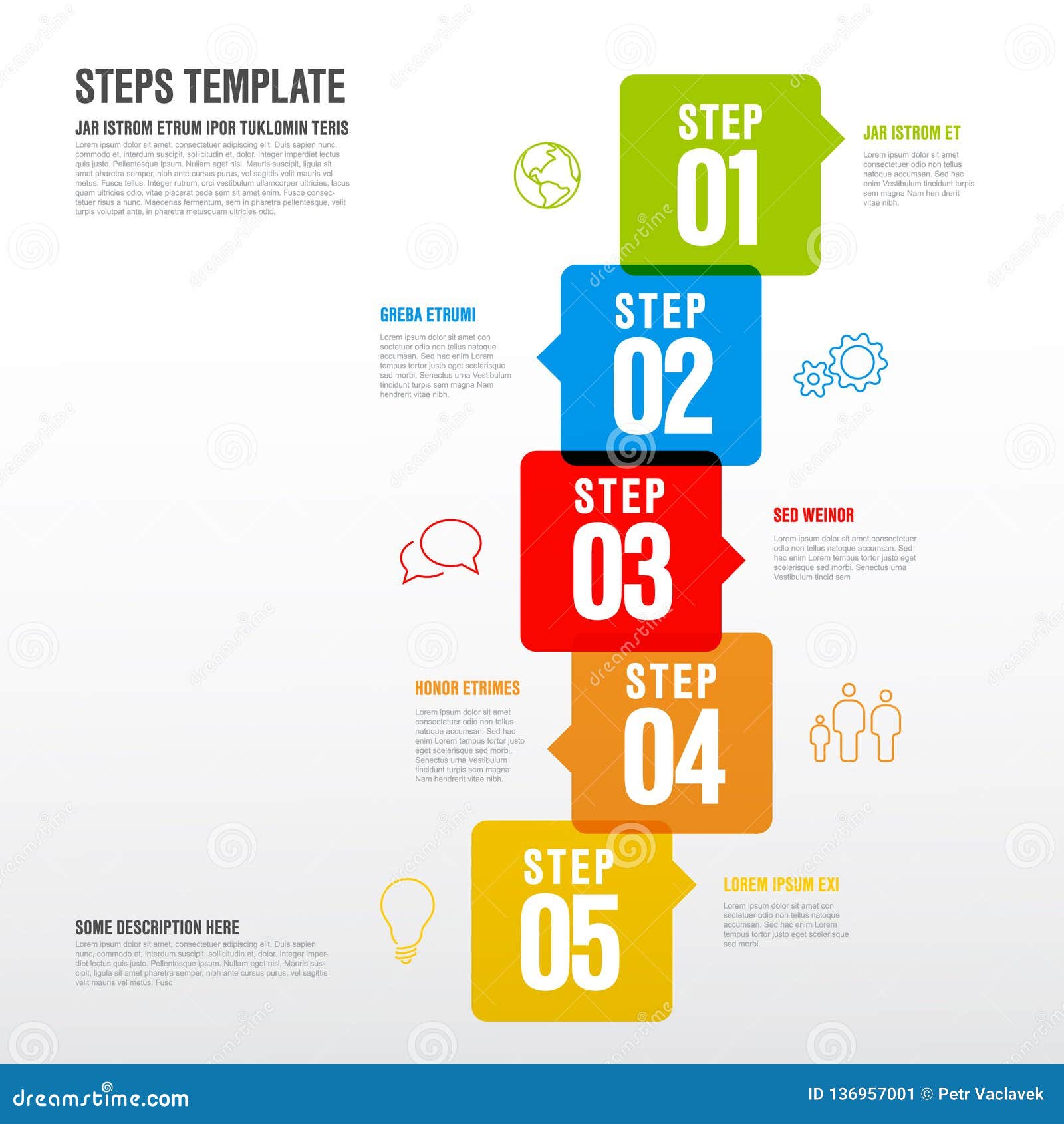 Vector five steps template stock vector. Illustration of path - 136957001