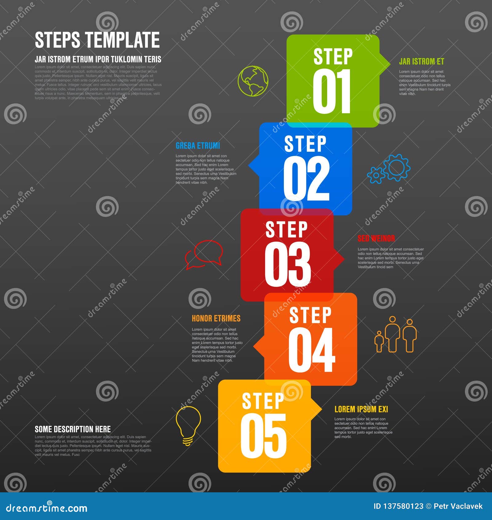 Vector five steps template stock vector. Illustration of card - 137580123