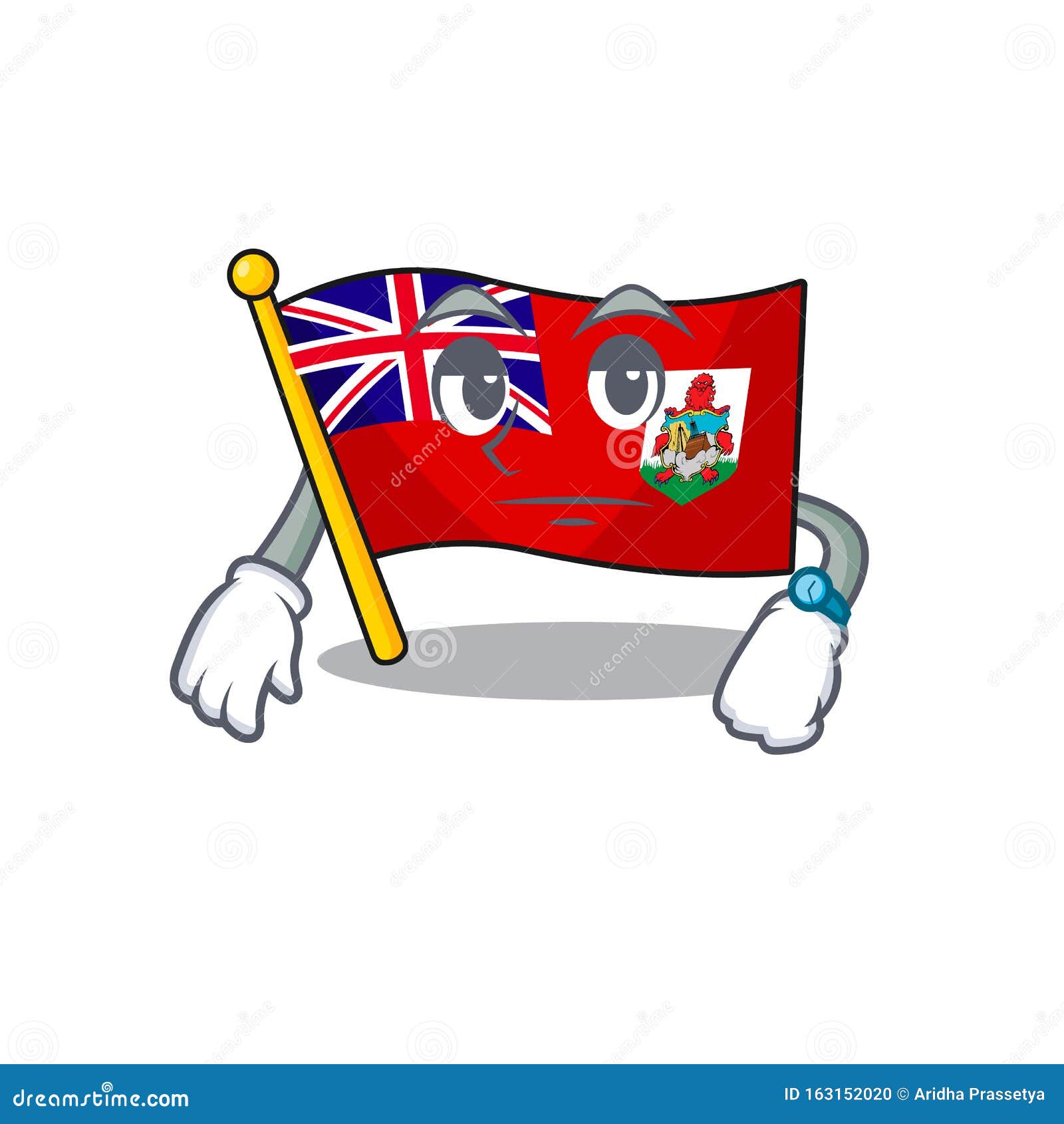 Vector Flag Bermuda Cartoon on Waiting Pole Stock Vector - Illustration ...