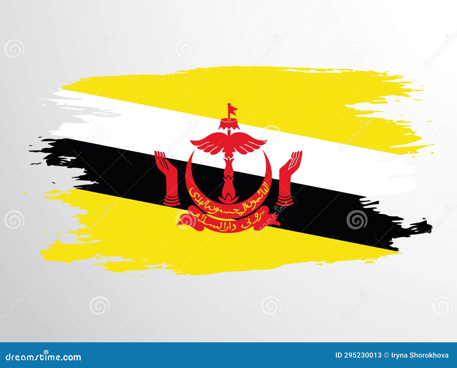 Vector Flag of Brunei Drawn with a Brush Stock Vector - Illustration of ...