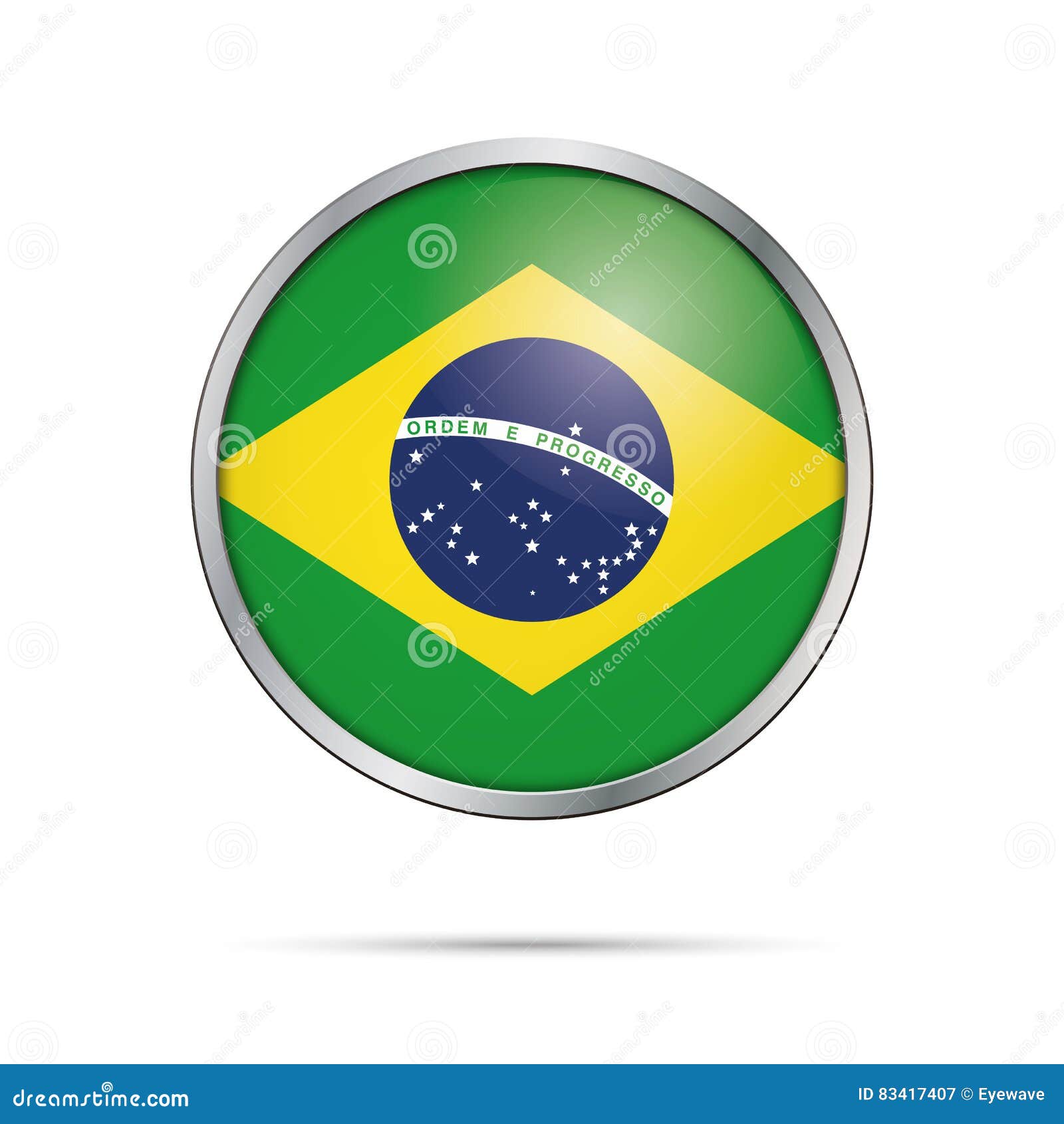 Vector Flag Button. Brazil Flag in Glass Button Style. Stock Vector ...