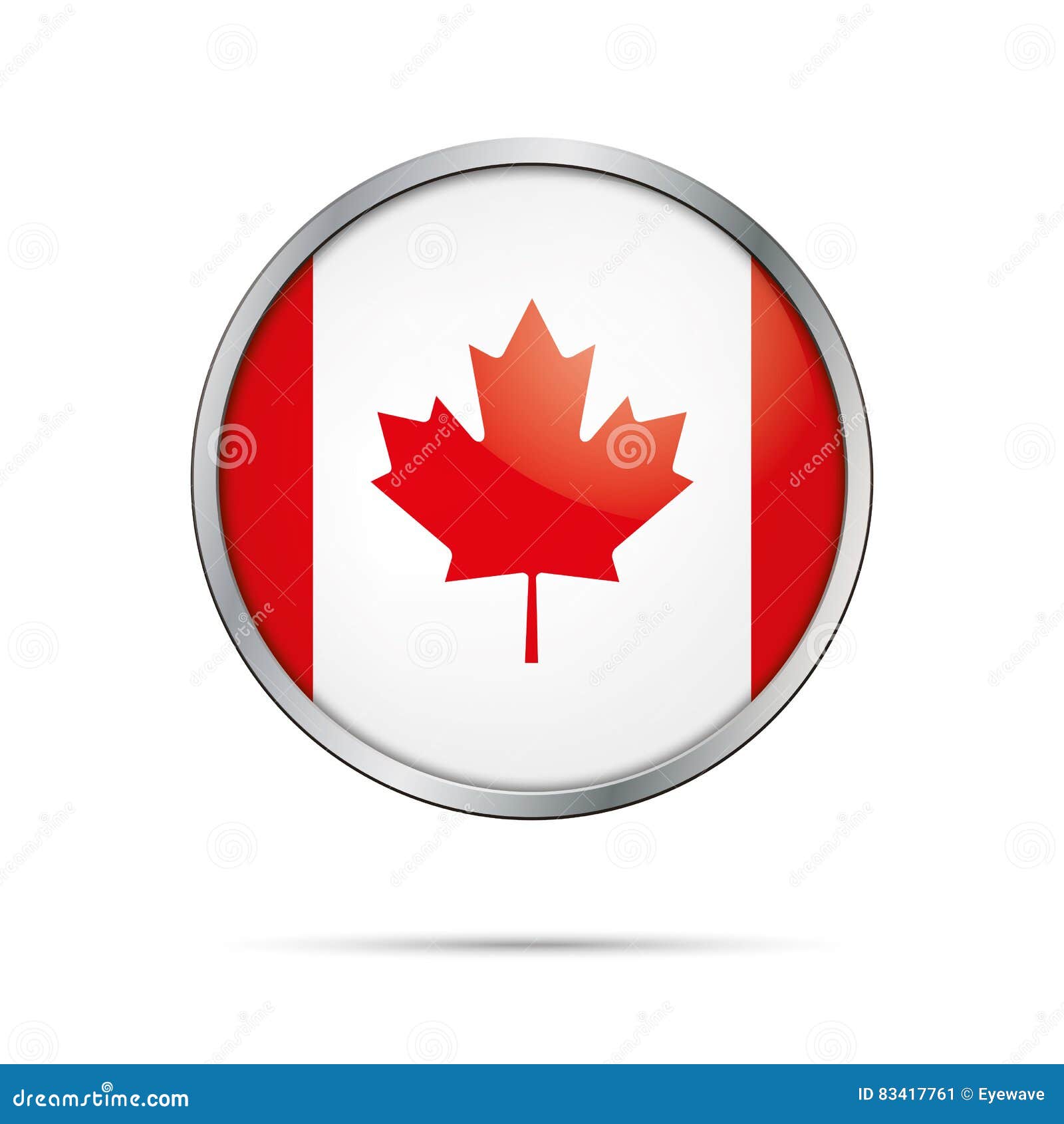 Vector Flag Button. Canada Flag in Glass Button Style. Stock Vector ...