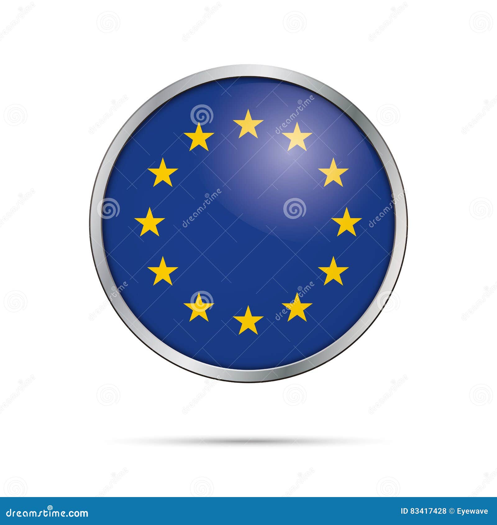 Vector Flag Button. European Union Flag in Glass Button Style. Stock ...