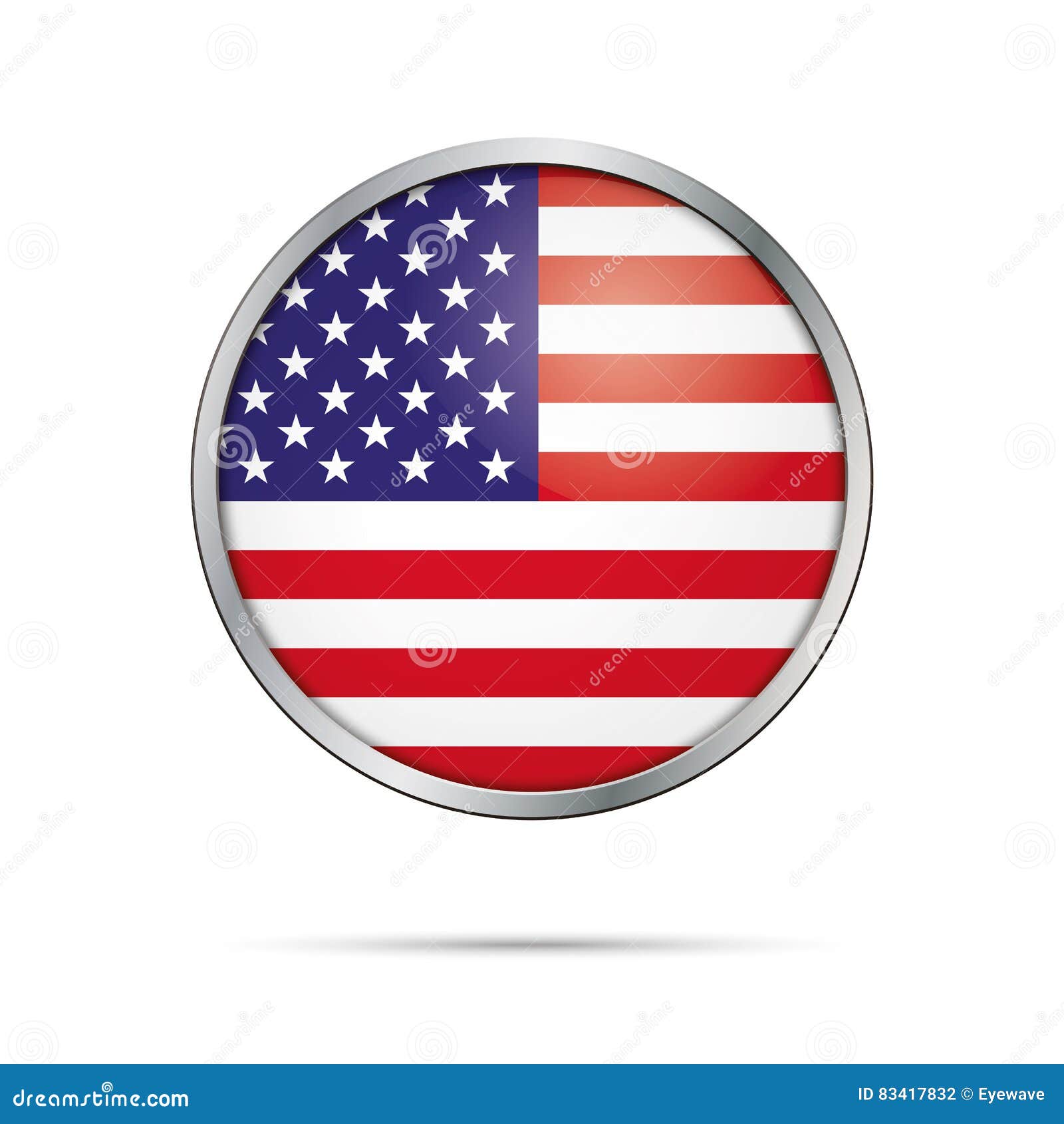 Vector Flag Button. US Flag in Glass Button Style. Stock Vector ...
