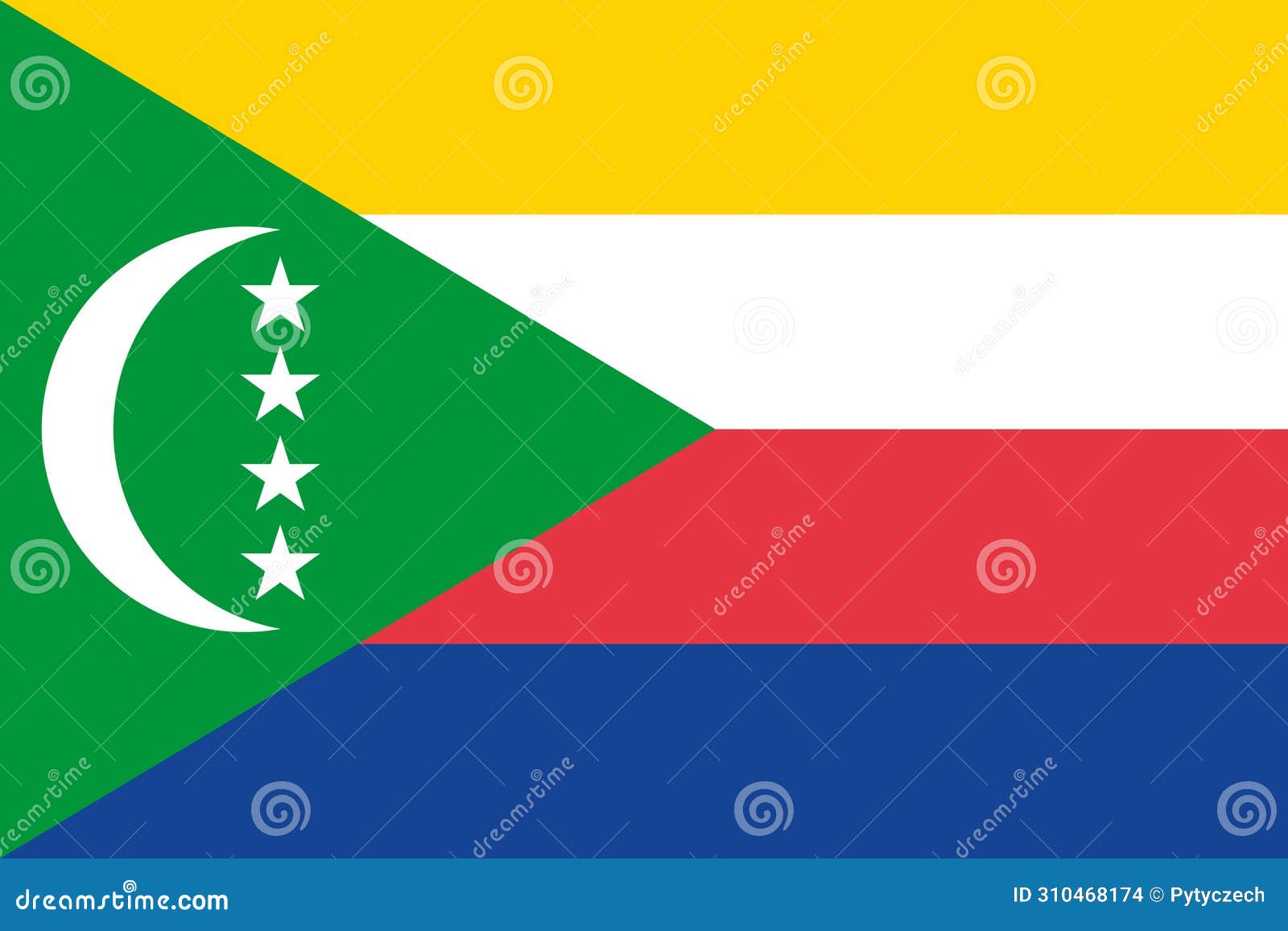 Vector flag of Comoros stock vector. Illustration of modification ...