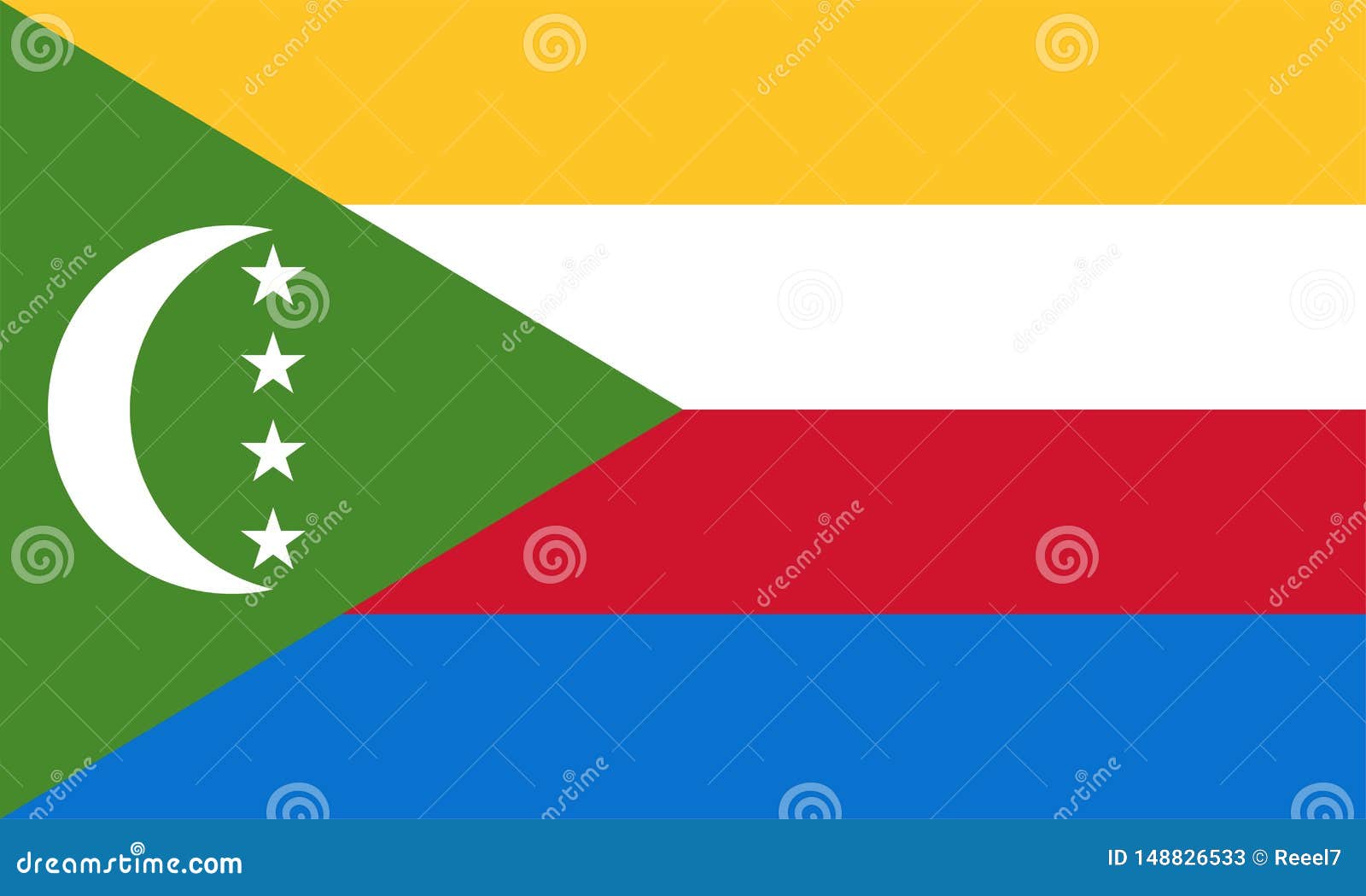 Vector Flag of Comoros. Proportion 3:5. Comorian National Flag. Union ...
