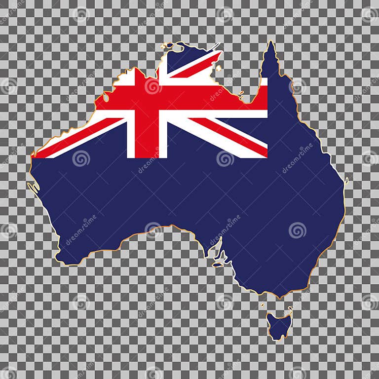 Vector Flag Map of Australia with Gold Frame Isolated on White ...