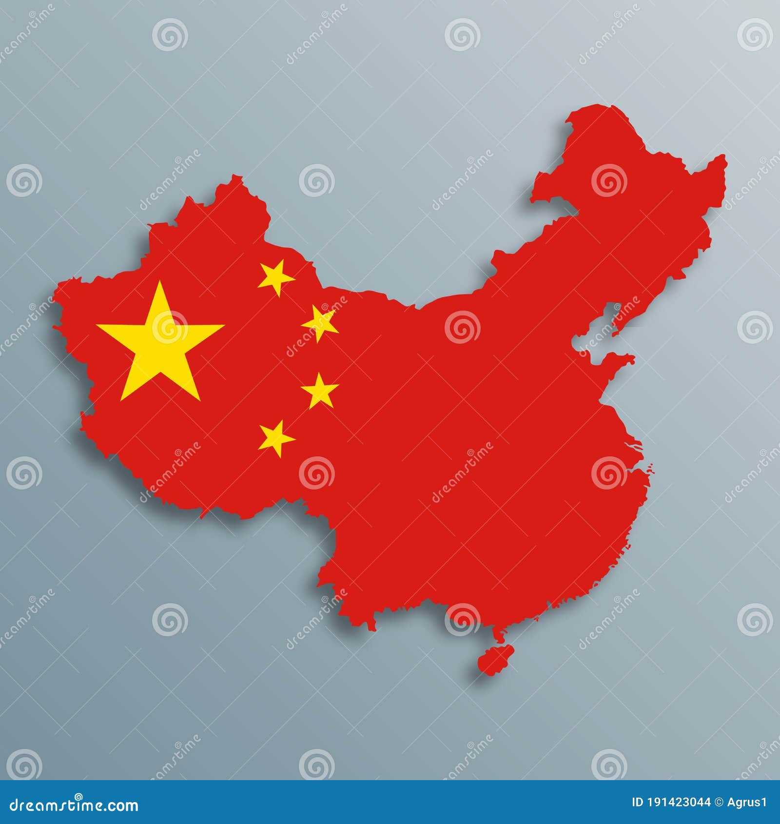 World Map Outline with Shadowvector Flag Map of China with Shadow Stock ...
