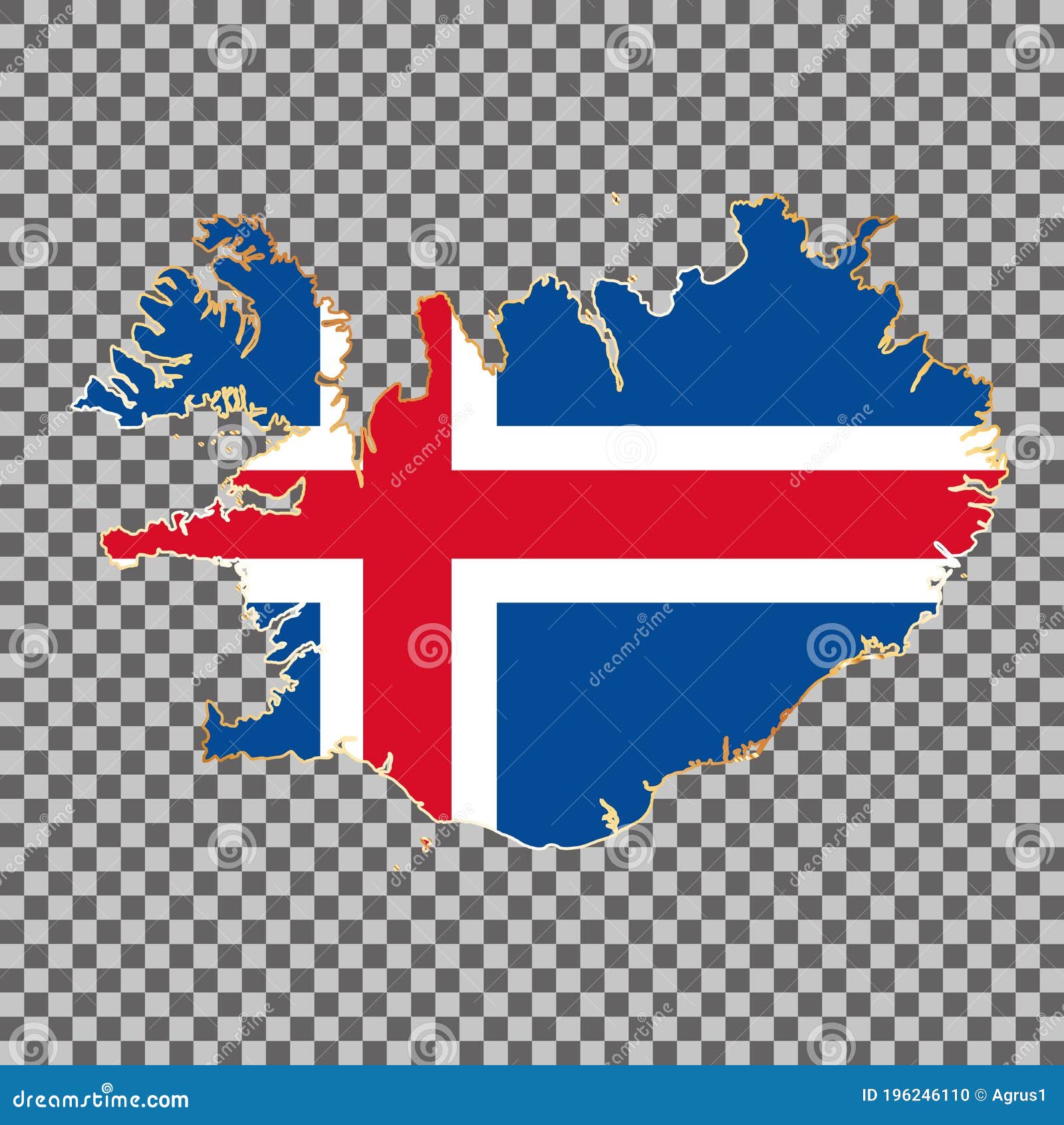 Vector Flag Map of Iceland with Gold Frame Isolated on White Background ...