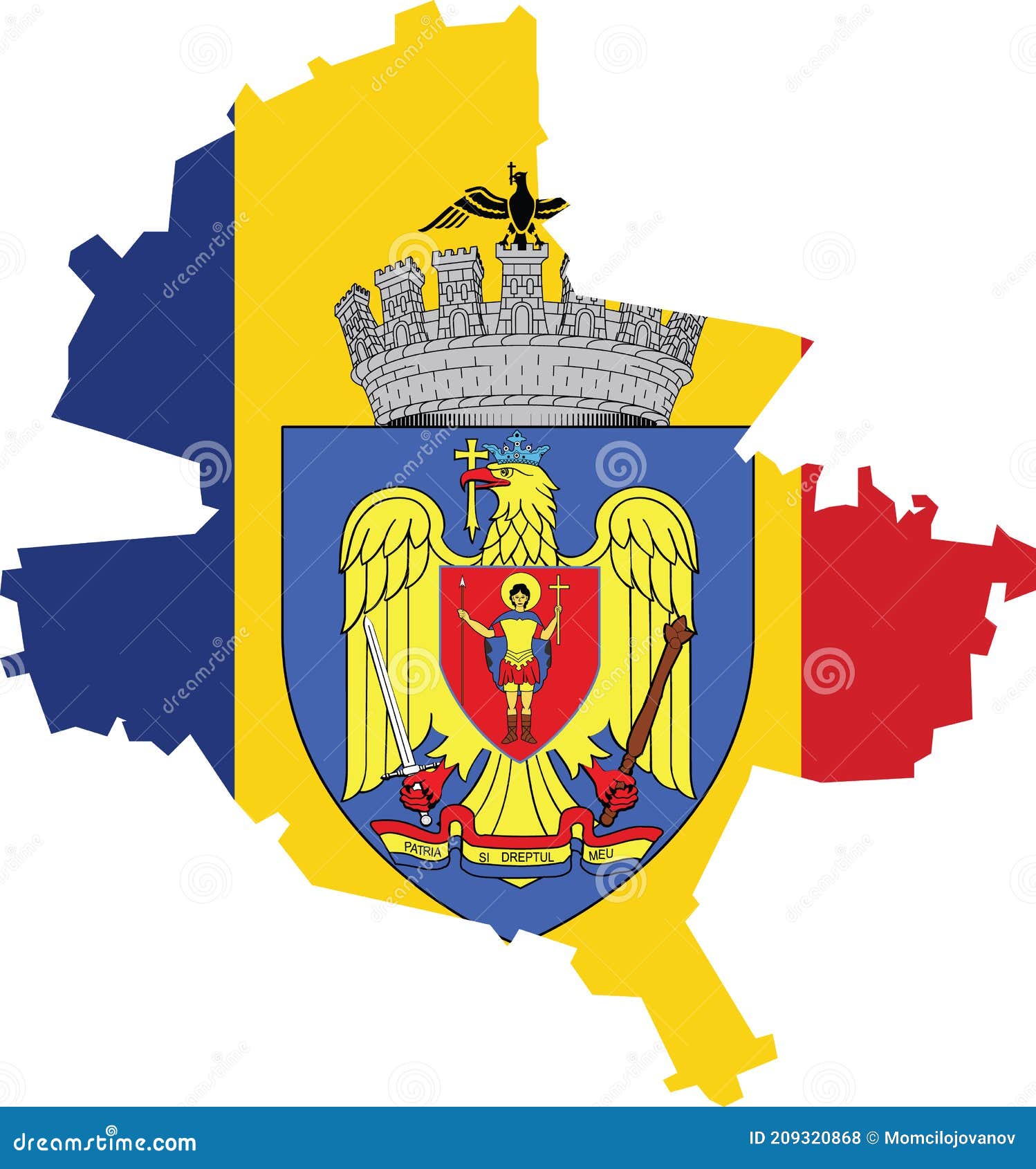 Flag Map of Bucharest, Romania Stock Vector - Illustration of border ...