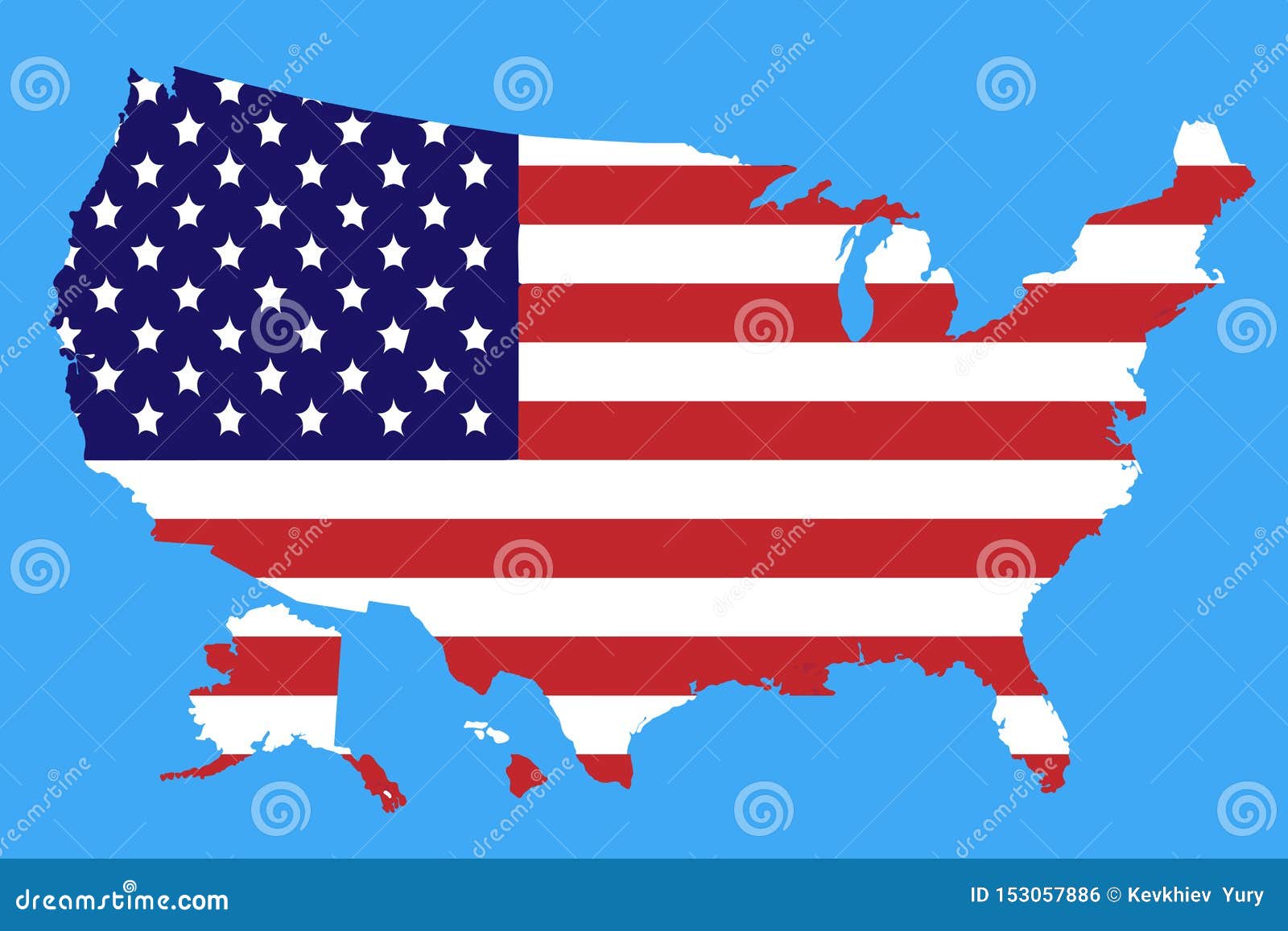 Vector flag map of the USA stock vector. Illustration of border - 153057886