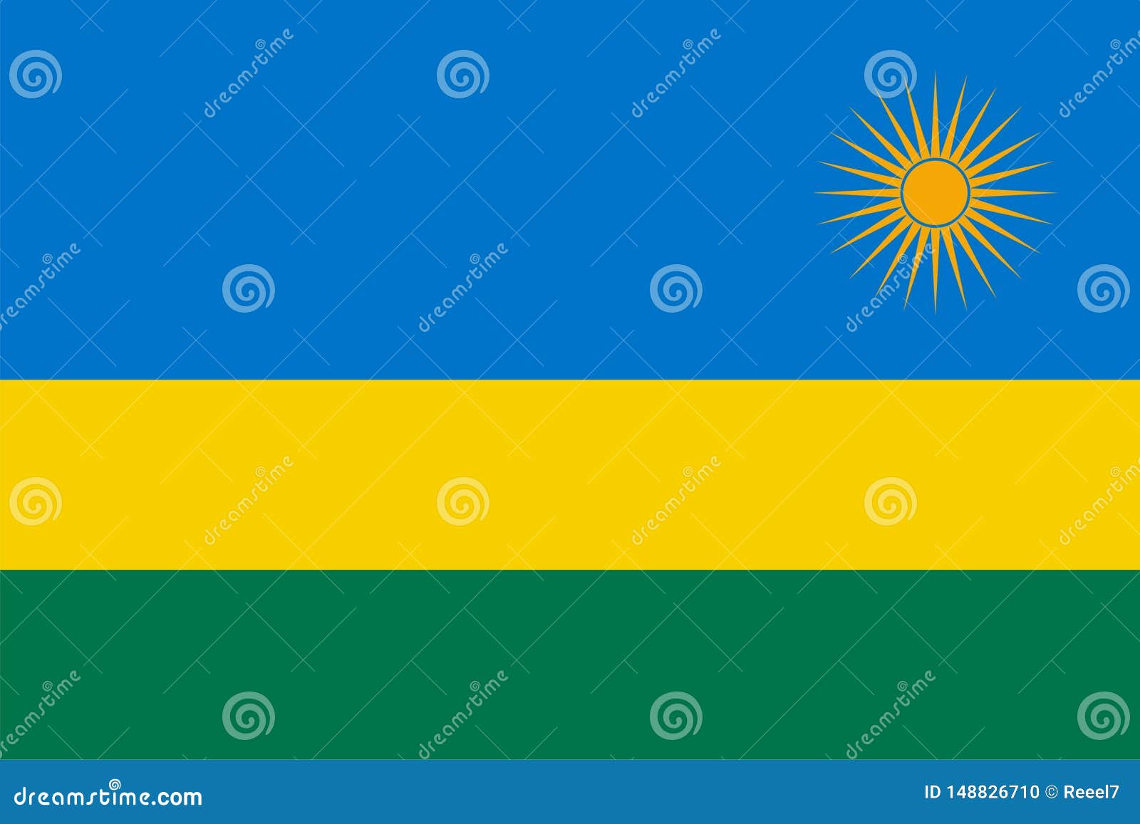Vector Flag of Rwanda. Proportion 2:3. Rwandan National Flag. Republic ...