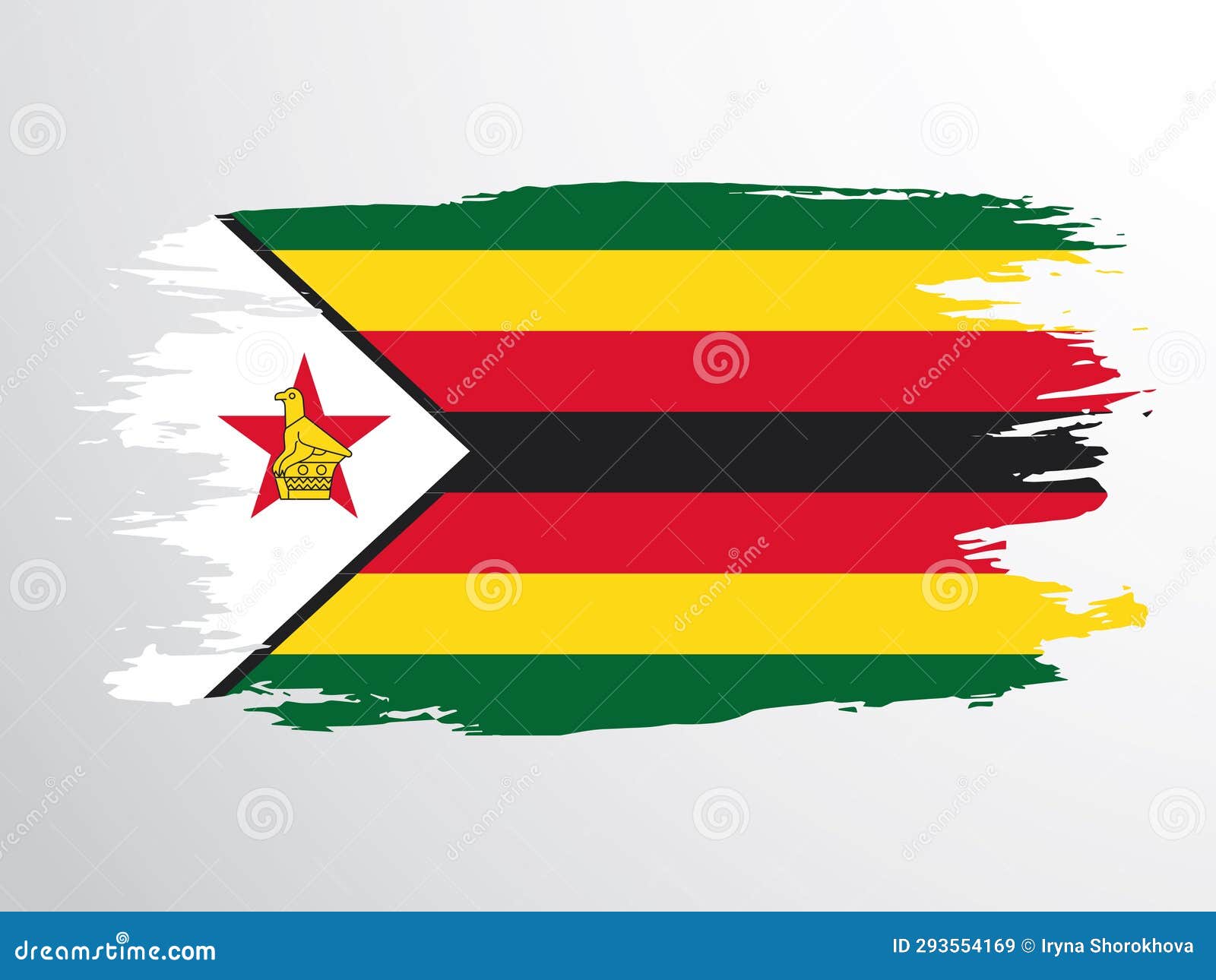 Vector Flag of Zimbabwe Drawn with a Brush Stock Vector - Illustration ...