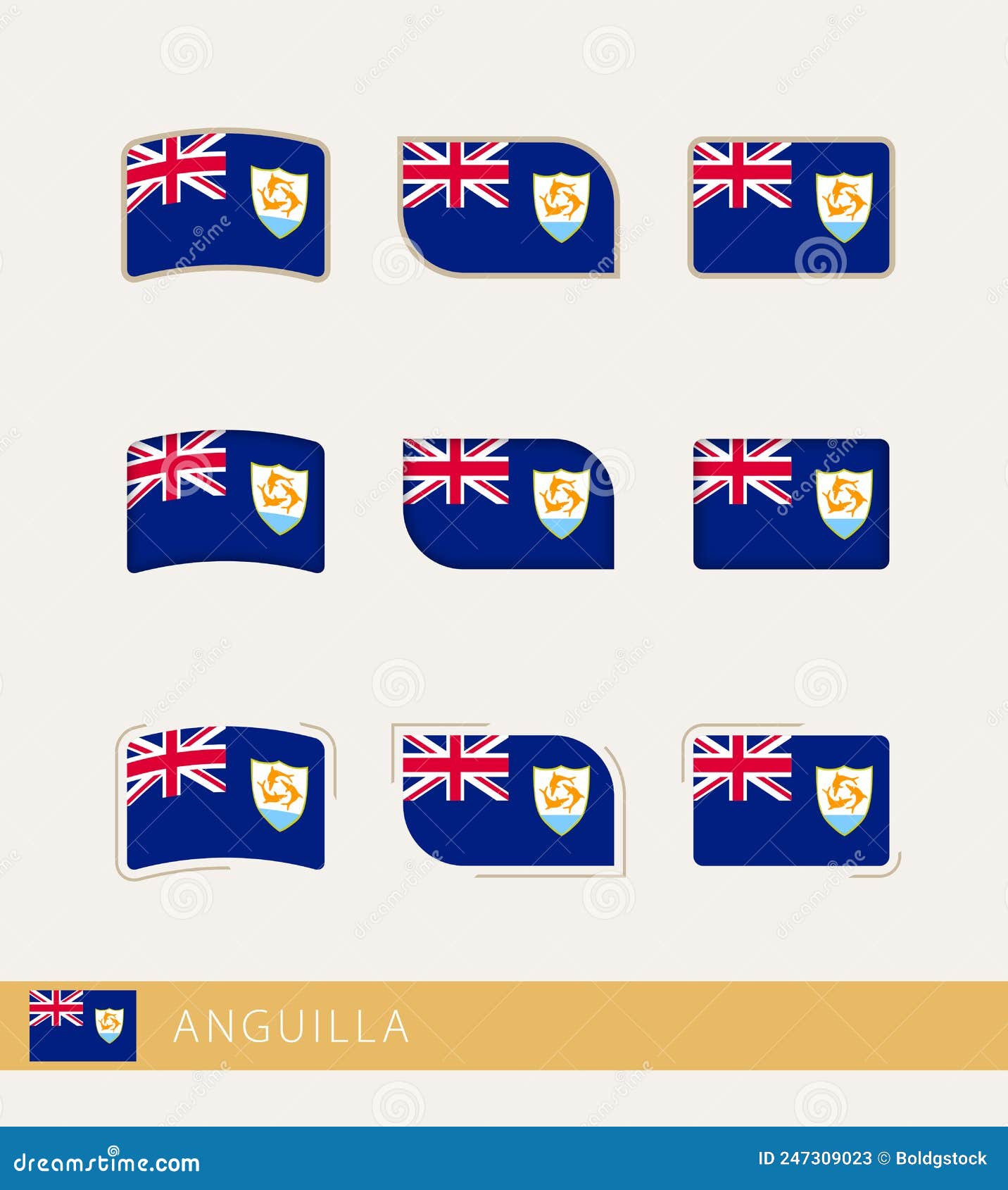 Vector Flags of Anguilla, Collection of Anguilla Flags Stock Vector ...
