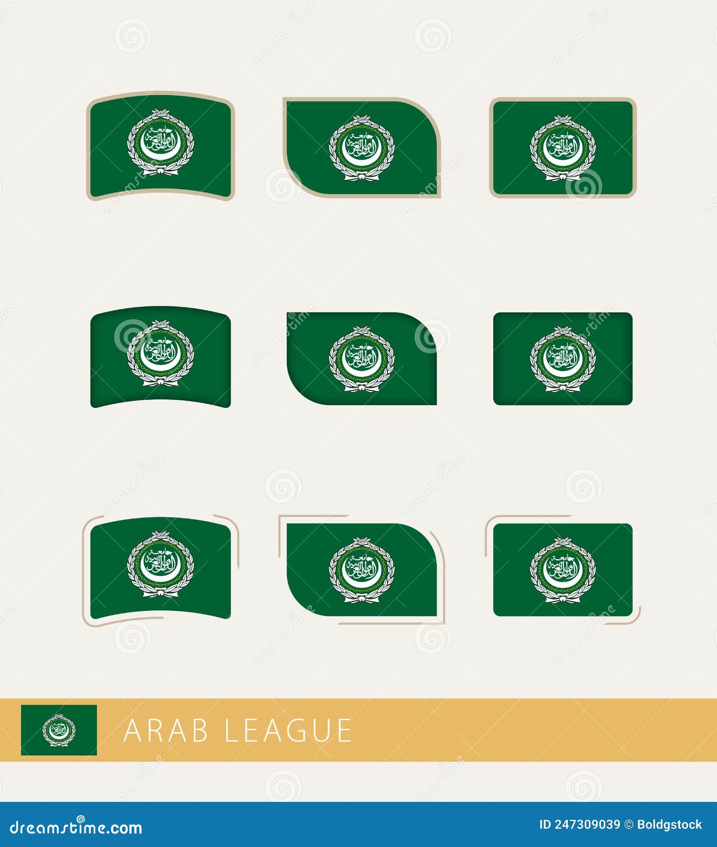 Vector Flags of Arab League, Collection of Arab League Flags Stock ...