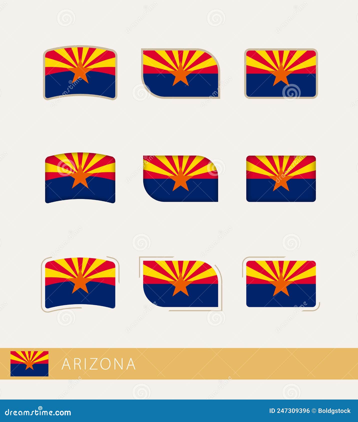 Vector Flags of Arizona, Collection of Arizona Flags Stock Vector ...