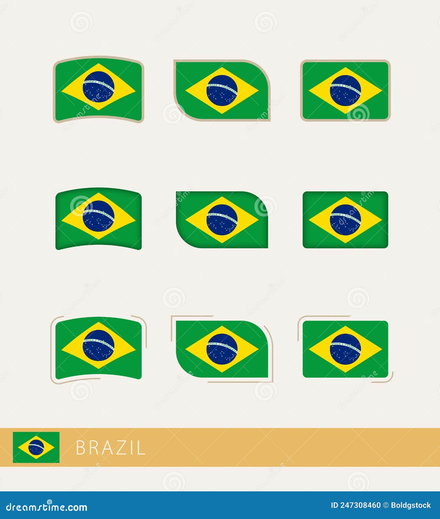Vector Flags of Brazil, Collection of Brazil Flags Stock Vector ...