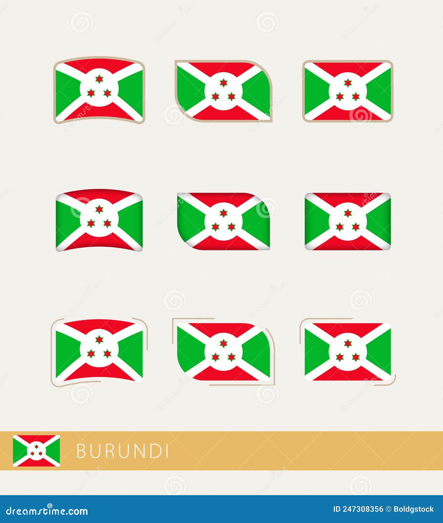 Vector Flags of Burundi, Collection of Burundi Flags Stock Vector ...
