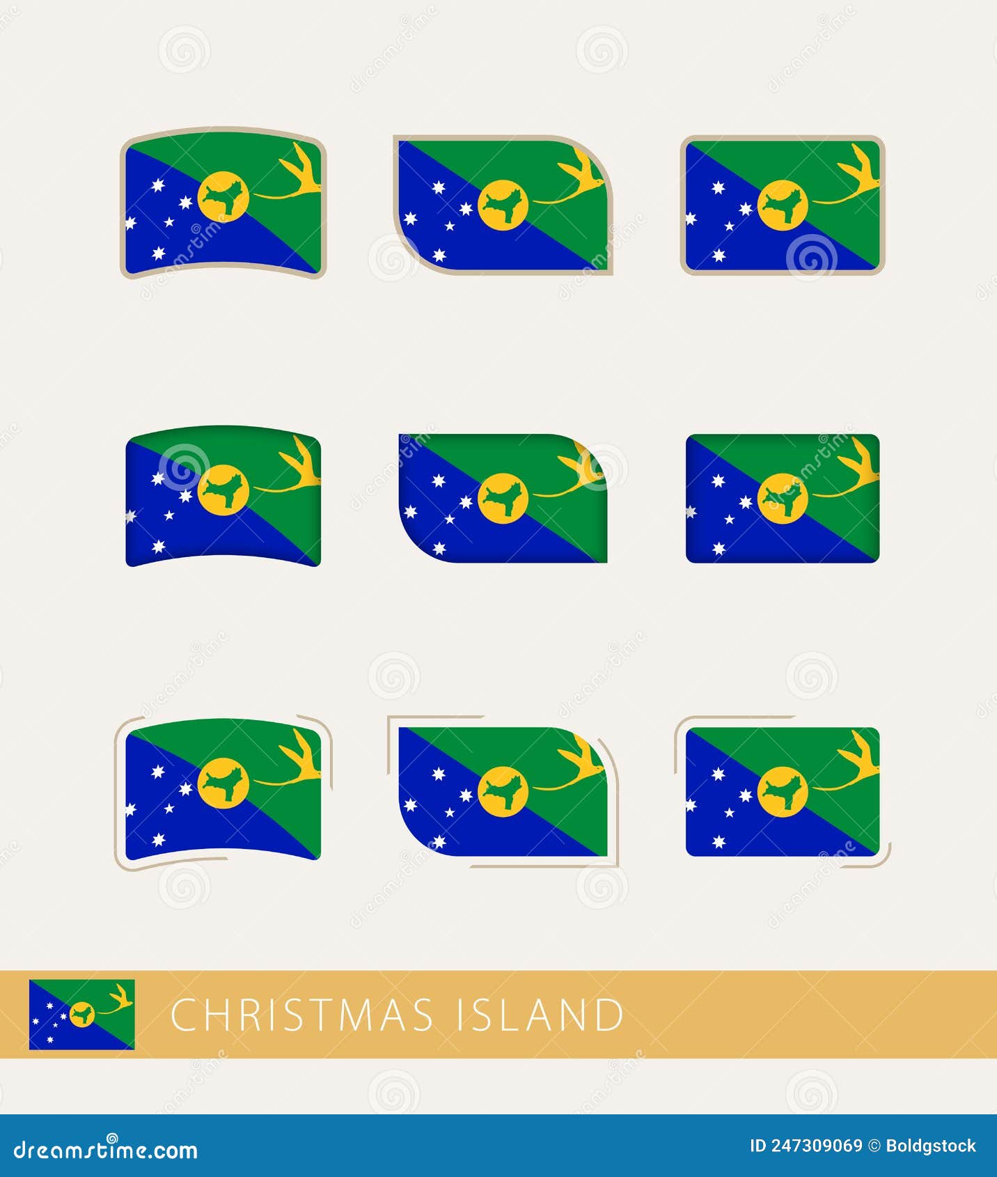 Vector Flags of Christmas Island, Collection of Christmas Island Flags ...
